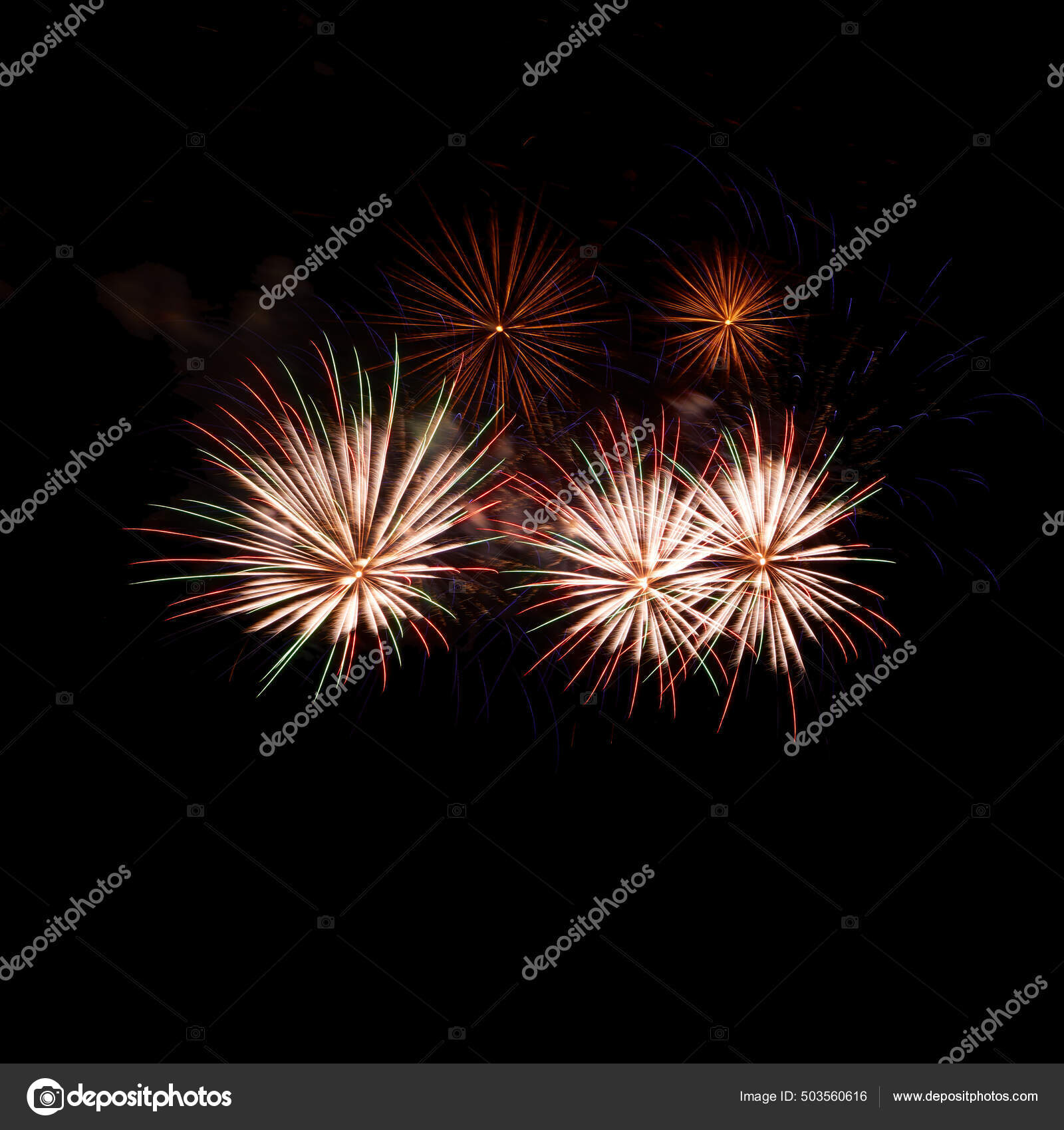 Great Fireworks Black Background Night — Stock Photo ...