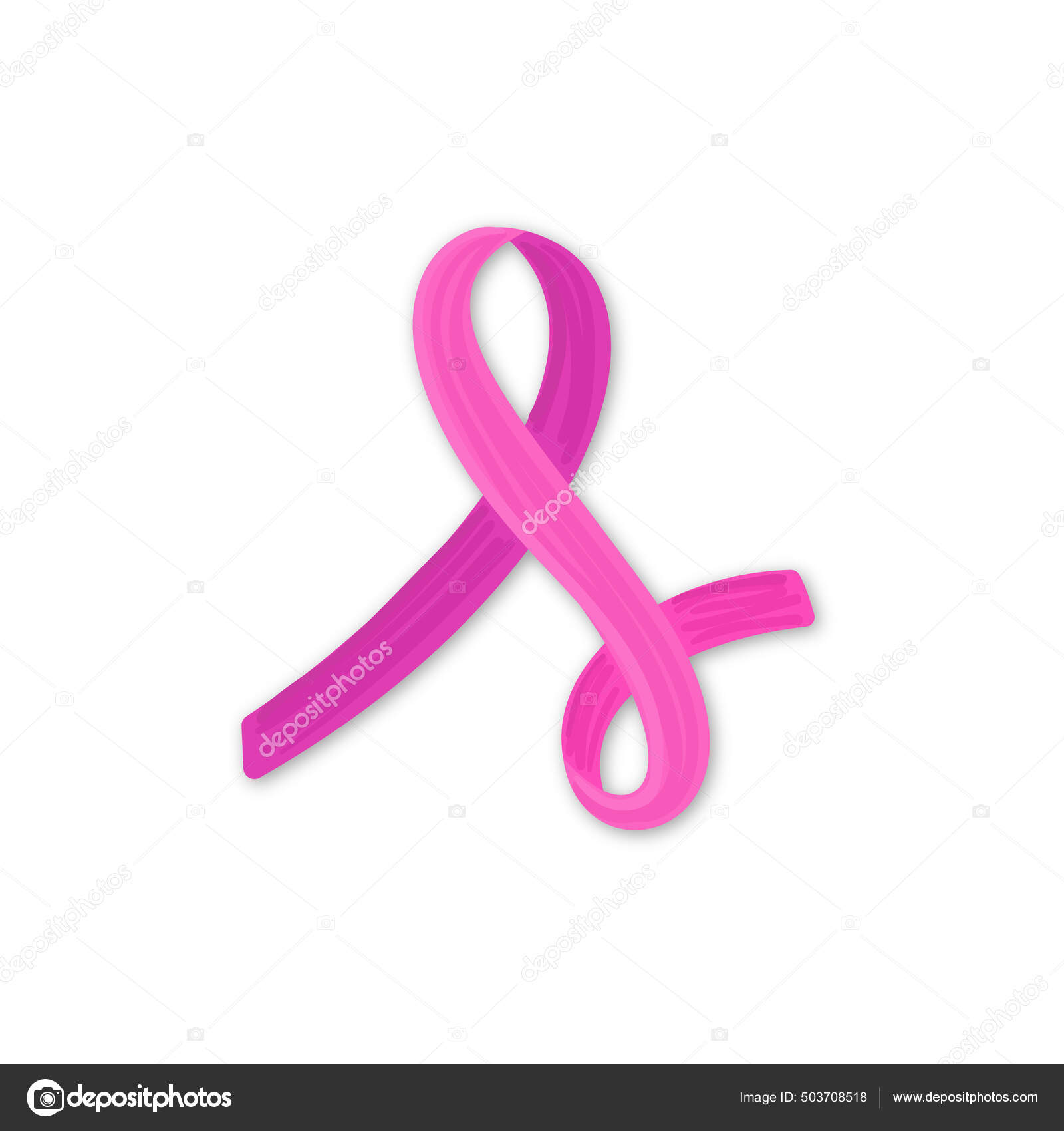 Pink Ribbon Icon White Background Vector Illustration — Stock Photo ...