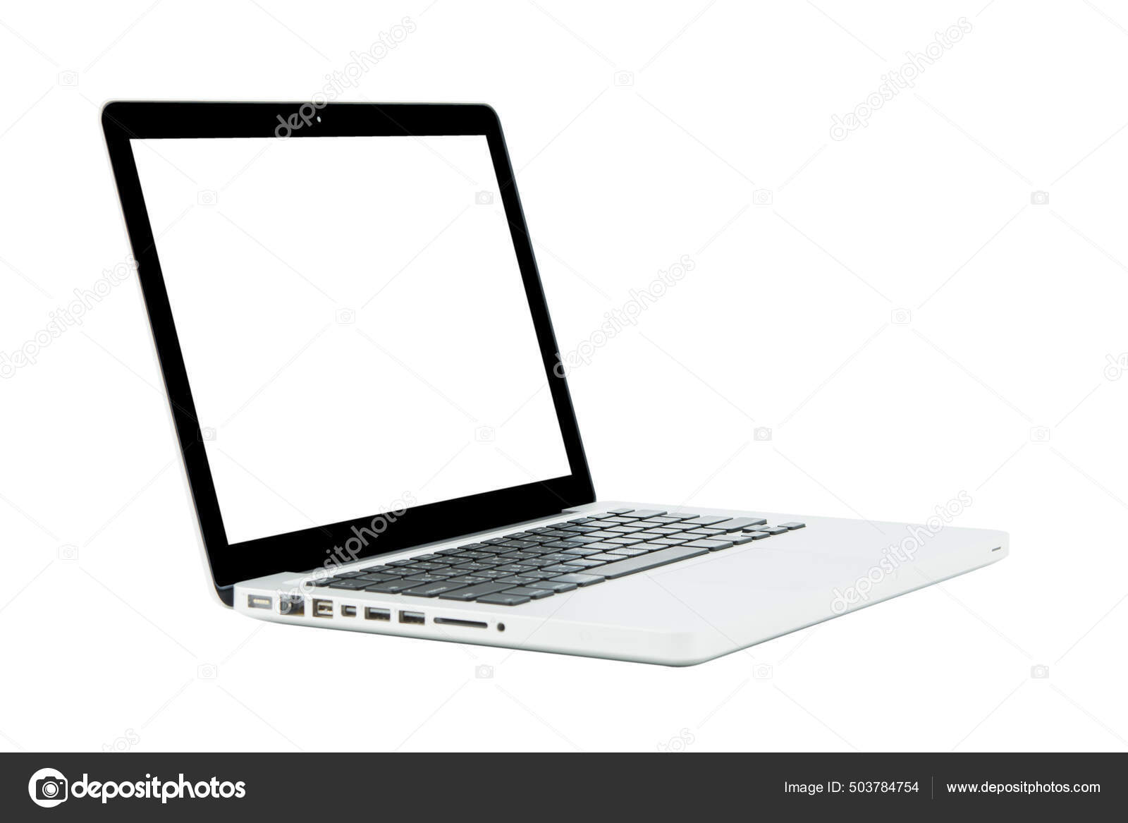 Portátil Con Pantalla Blanco Aislada Sobre Fondo Blanco — Foto de stock ...