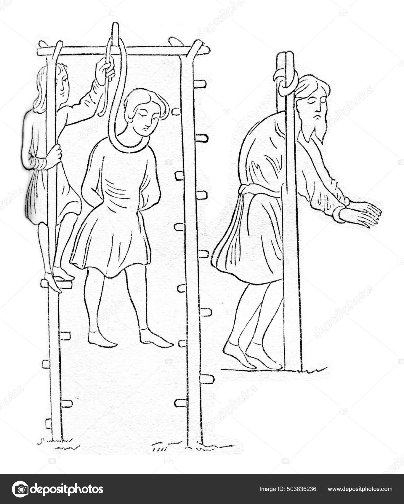 Gallows Pillory Saxon Vintage Engraved Illustration Colorful History ...