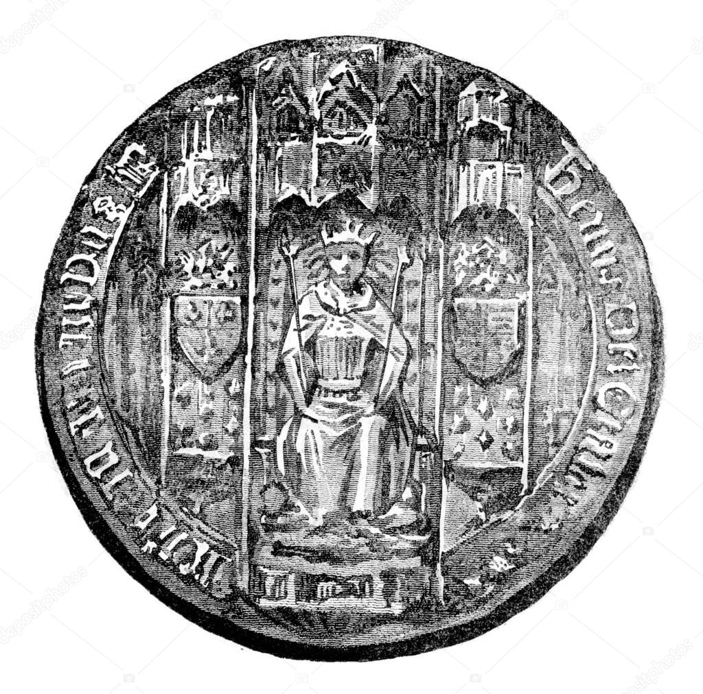 Sello de Enrique VI, ilustración grabada vintage. Historia colorida de ...