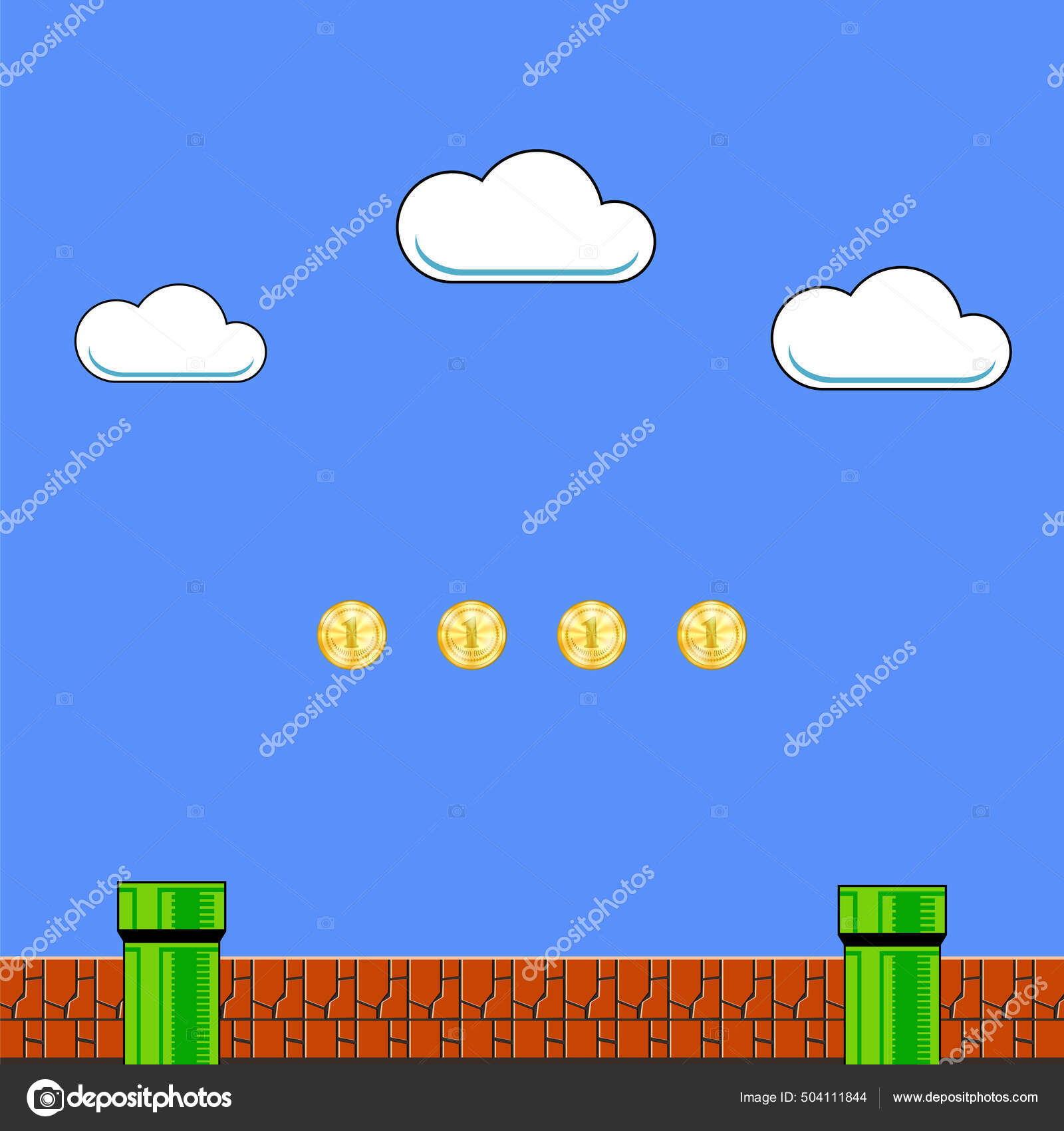 Old Game Background Classic Retro Arcade Design Pipe Brick Stock Photo ...