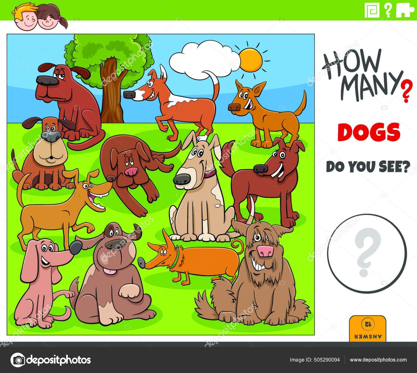 Illustration Educational Counting Game Children Cartoon Dogs Puppies ...