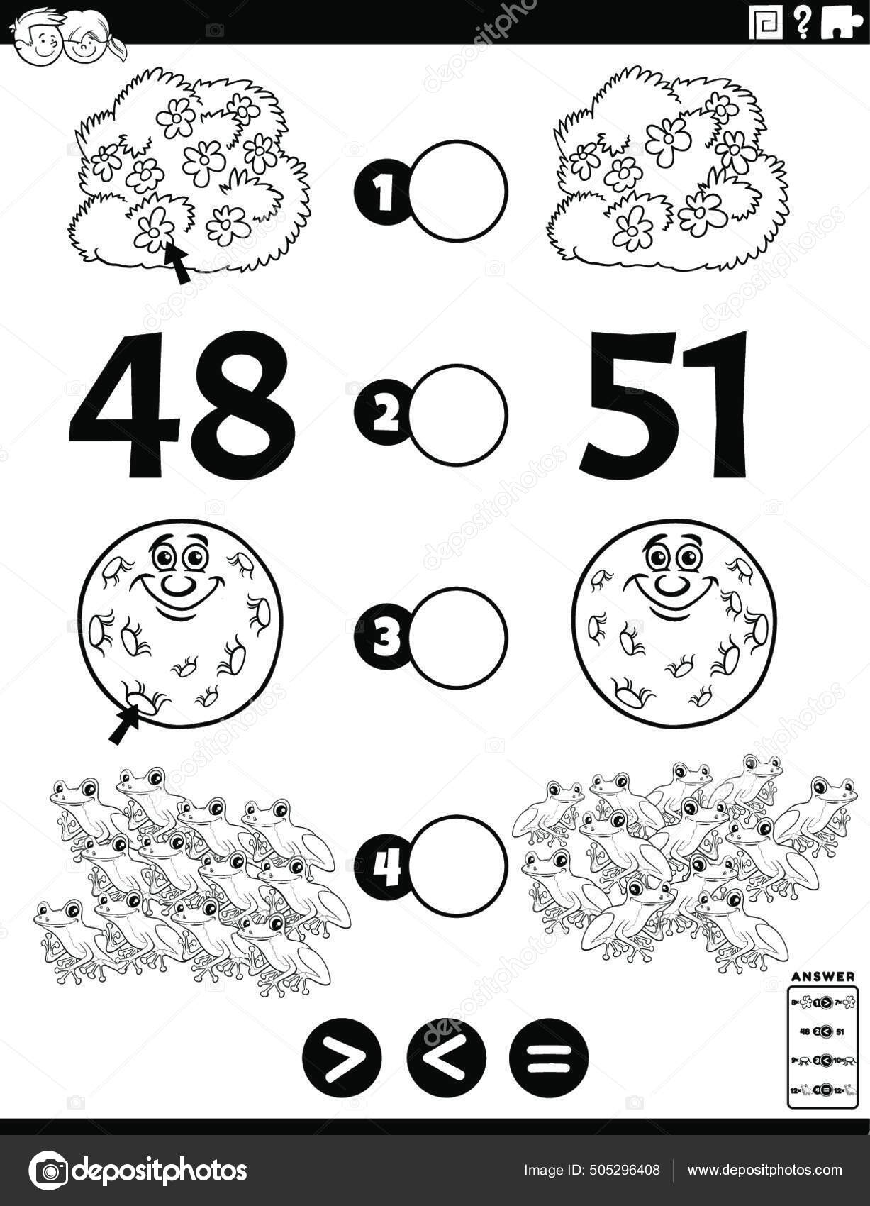 Black White Cartoon Illustration Educational Mathematical Puzzle Game ...