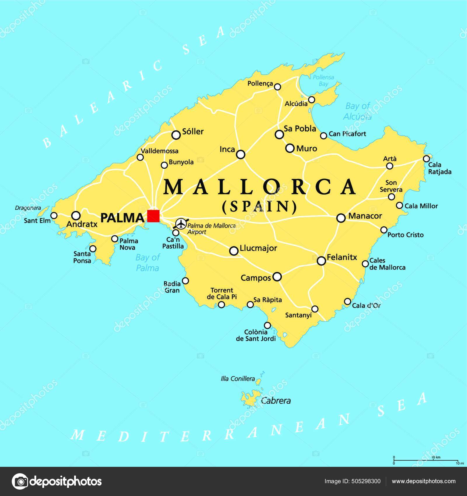 Image vectorielle Carte Politique Majorque Avec Capitale Palma Des ...