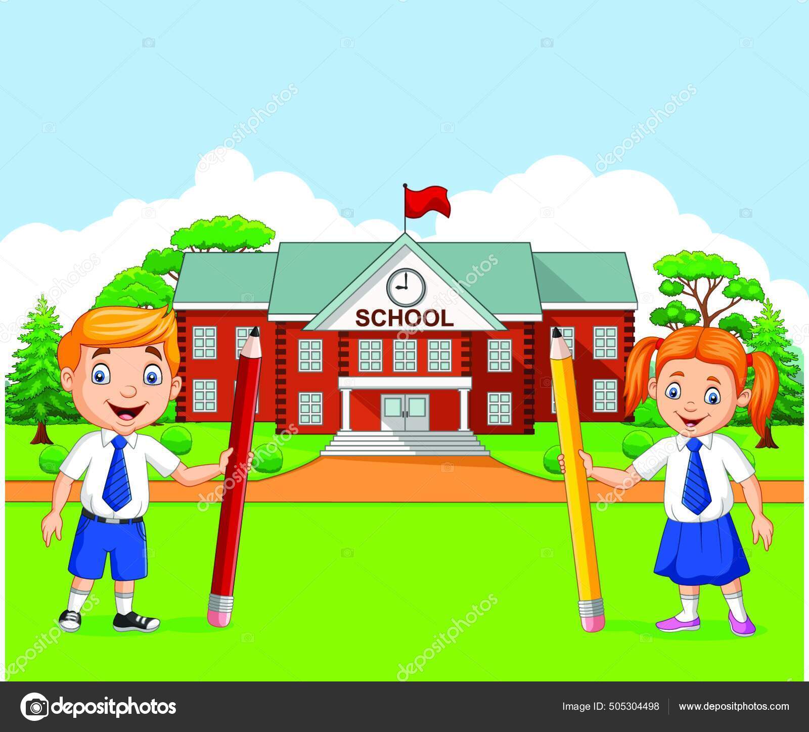 Skole Tegneserie Klasse Skole Elev Tegneserie Illustration