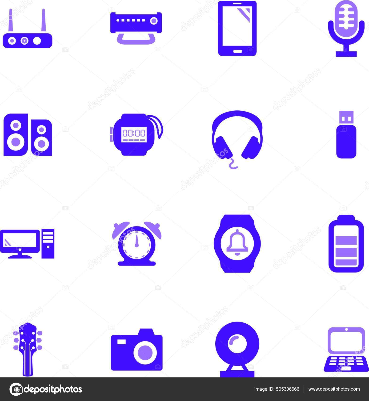 Set Electronic Devices Icons White Background Vector Illustration Stock ...
