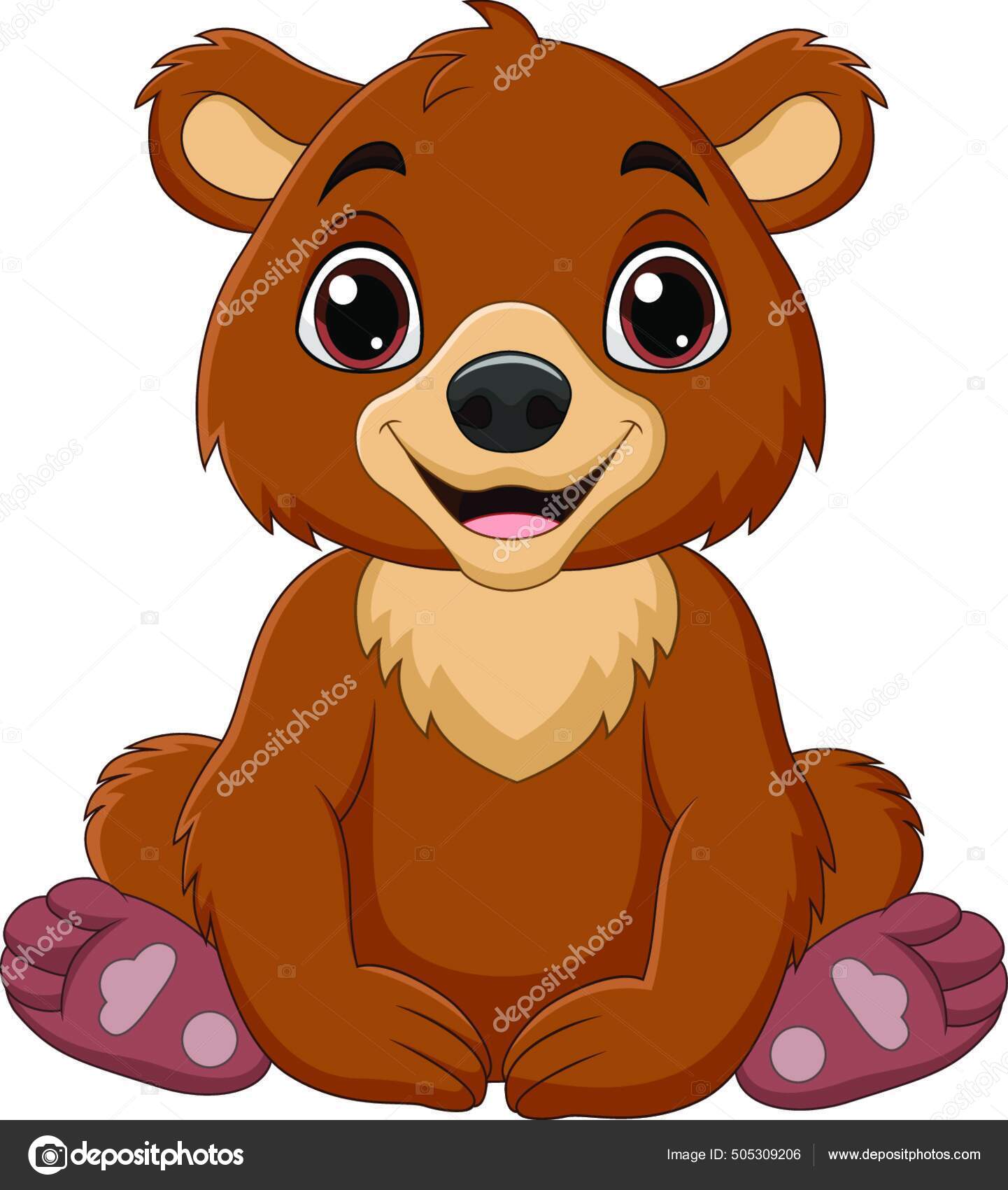 Desene Animate Copil Urs Brun Așezat Vector de stoc de ...