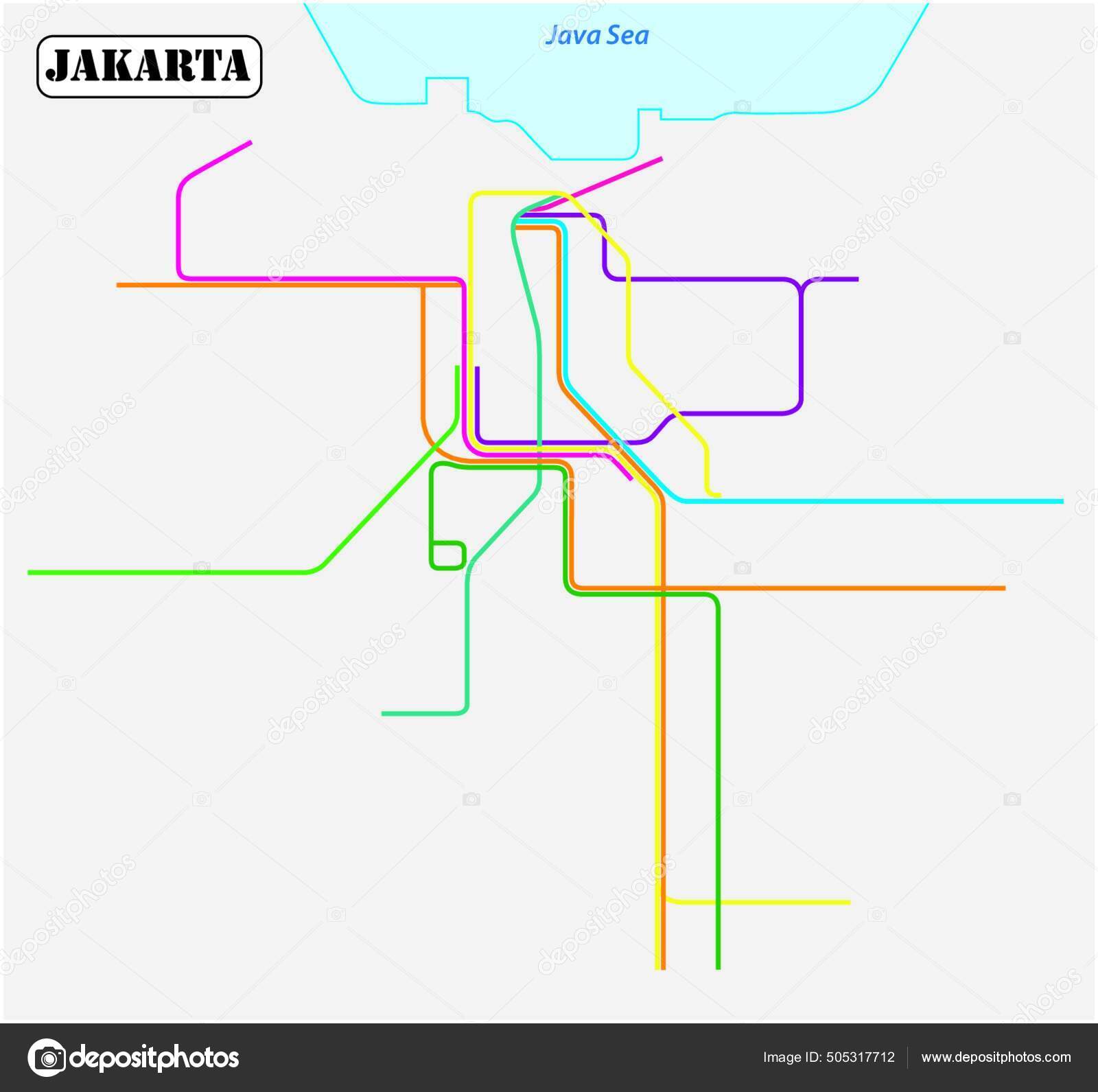 Vector Map Rail Transit Systems Indonesian Capital Jakarta Stock ...