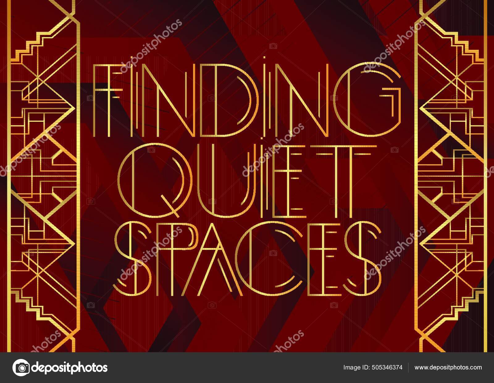 Art Deco Finding Quiet Spaces Text Decorative Greeting Card Sign Stock ...