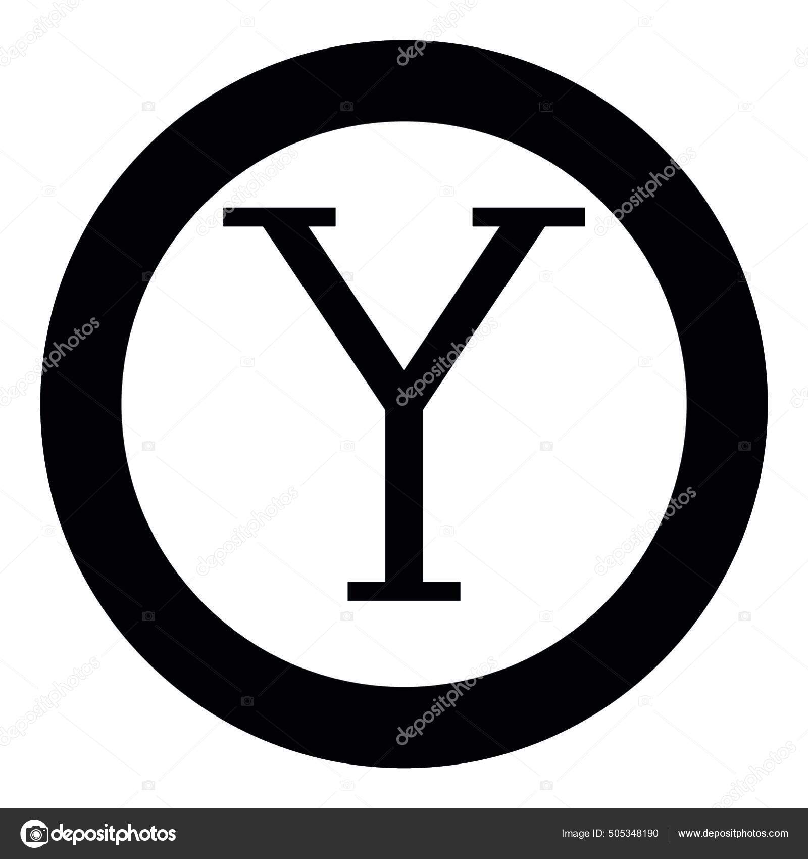 Upsilon Greek Symbol Capital Letter Uppercase Font Icon Circle Black ...