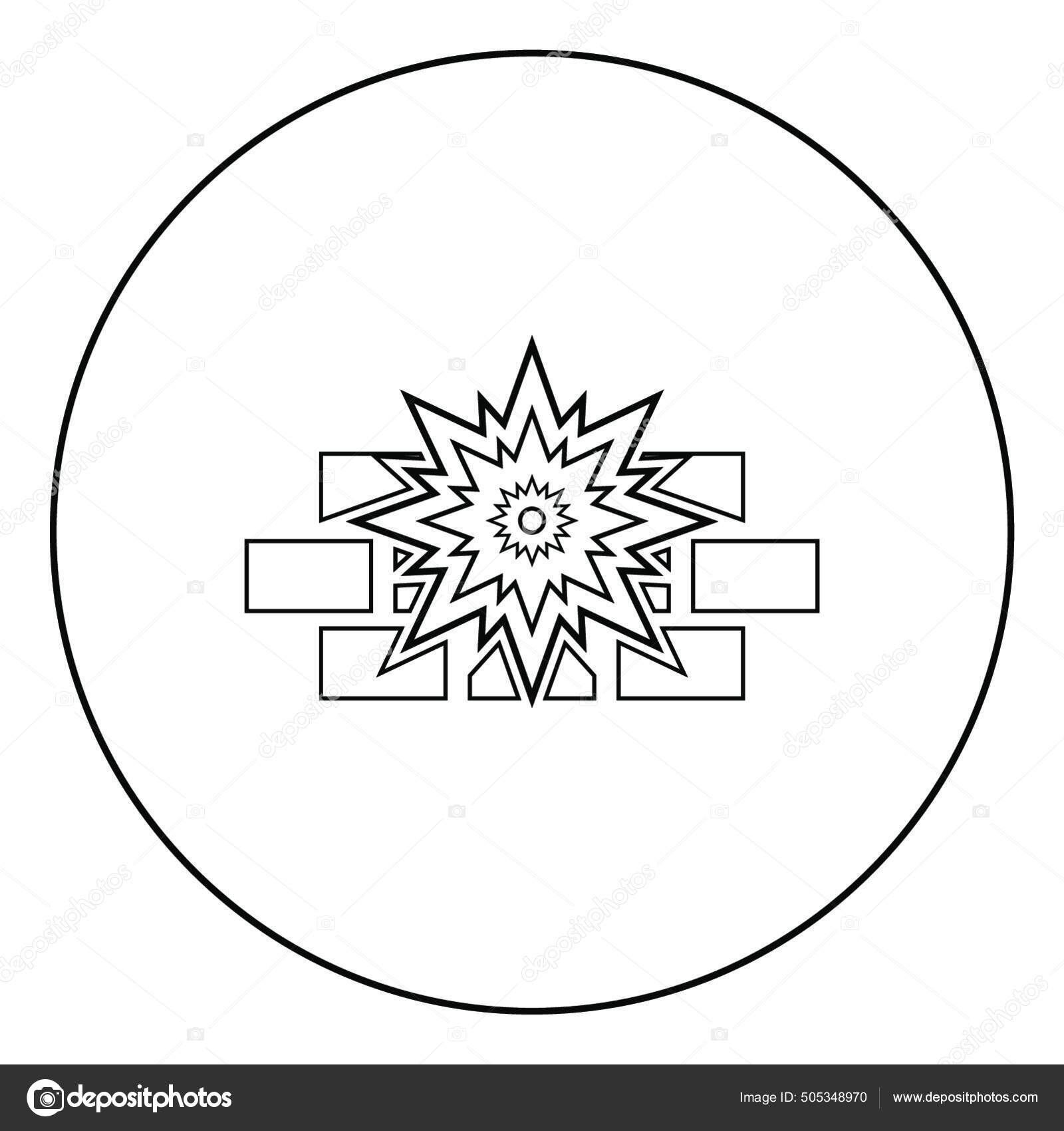 Explosion Brick Wall Icon Circle Outline Black Color Vector ...