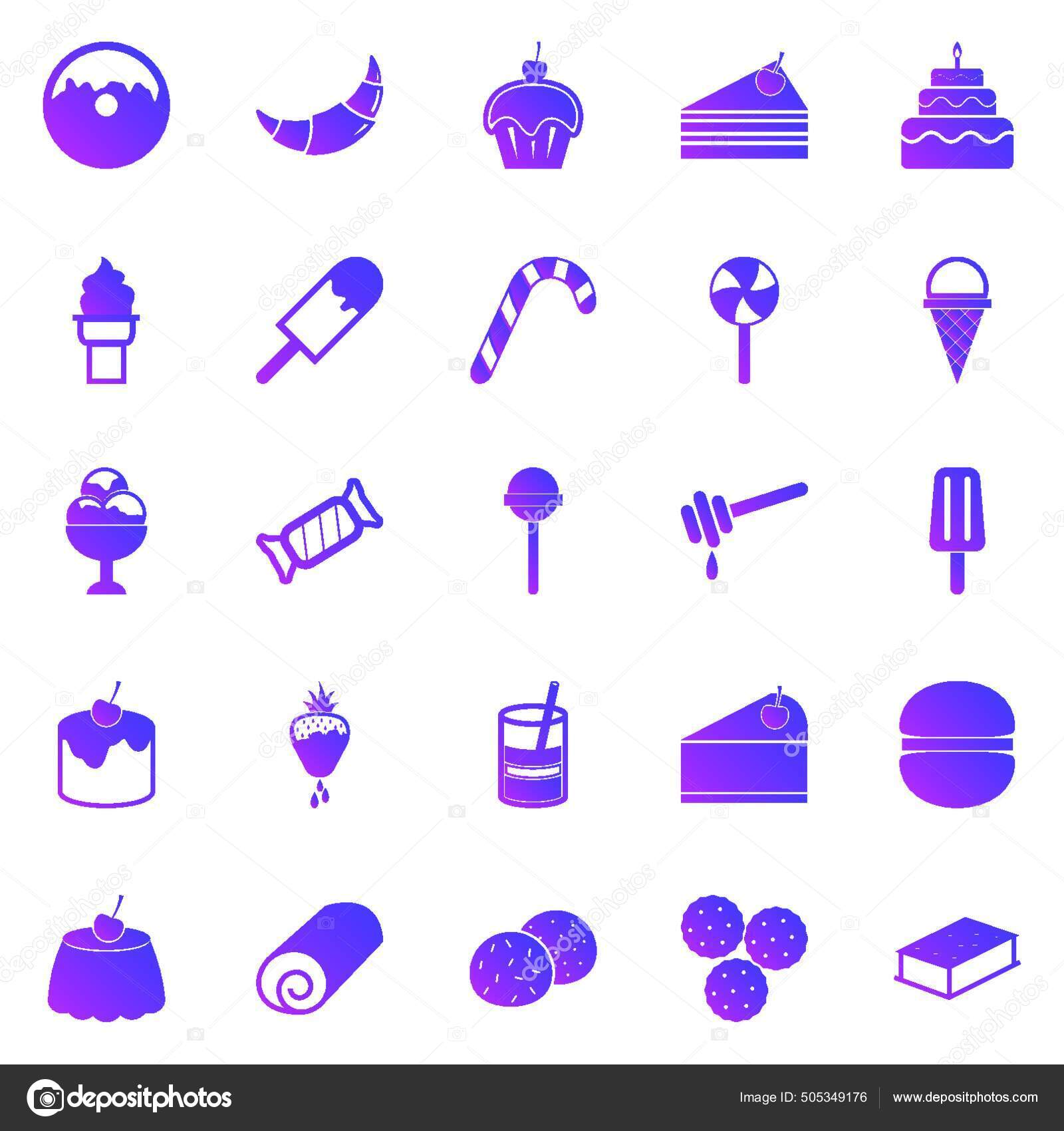 Dessert Gradient Icons White Background Stock Vector Stock Vector by ©PantherMediaSeller 505349176