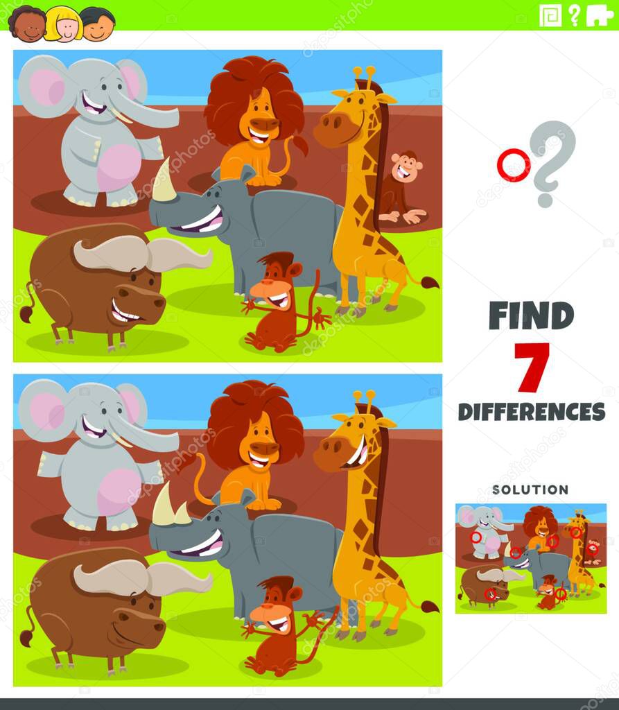 Ilustración Dibujos Animados Encontrar Diferencias Entre Imágenes Juego