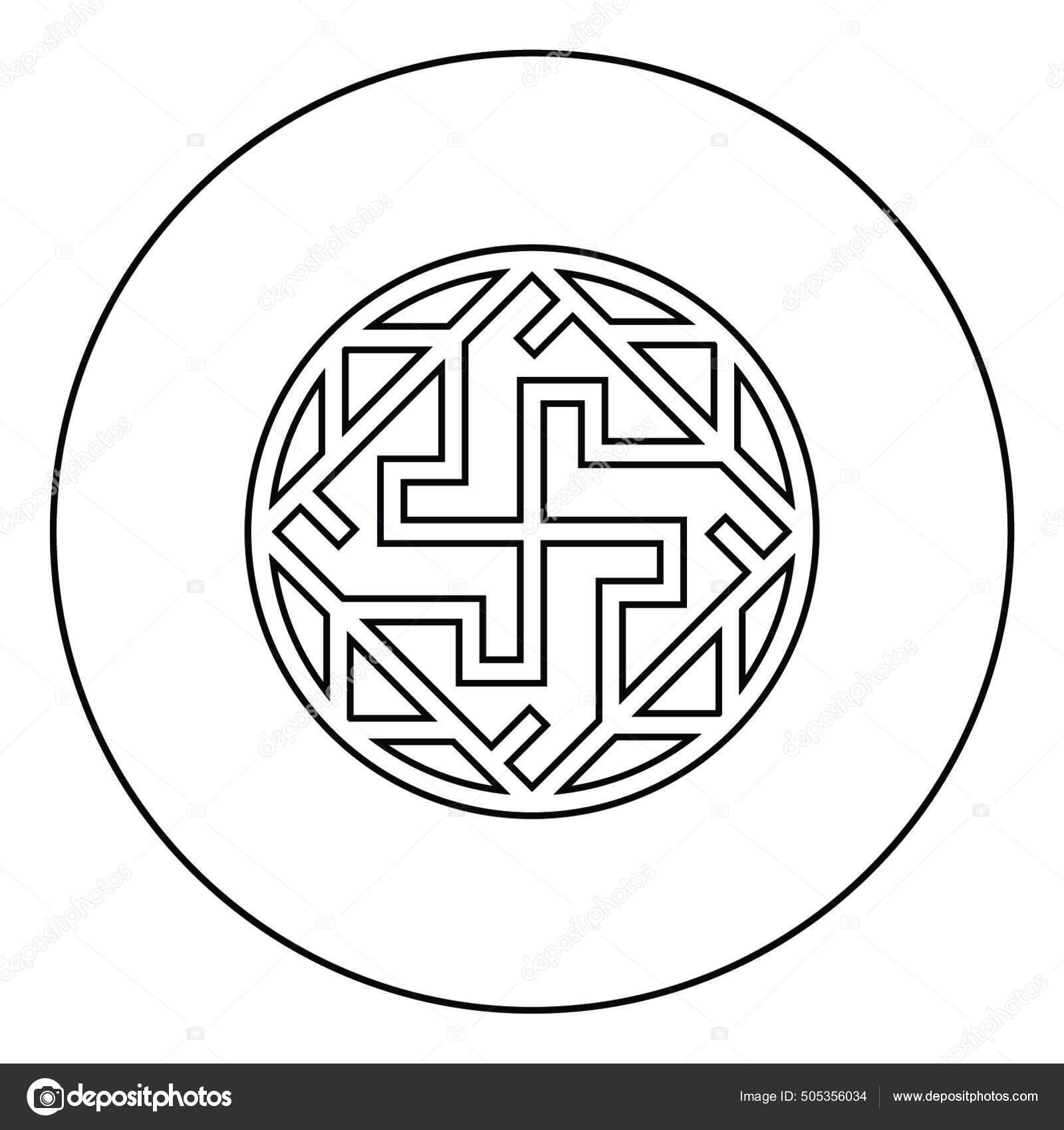 Valkiria Signo Varego Valkiriya Símbolo Eslavo Icono Círculo Contorno ...