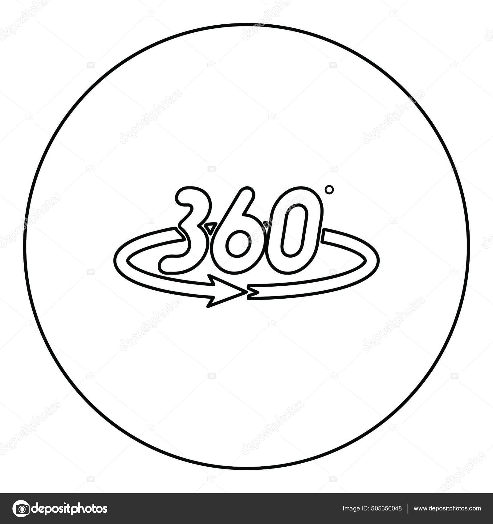 360 Degree Rotation Arrow Concept Full View Icon Circle Outline Stock ...