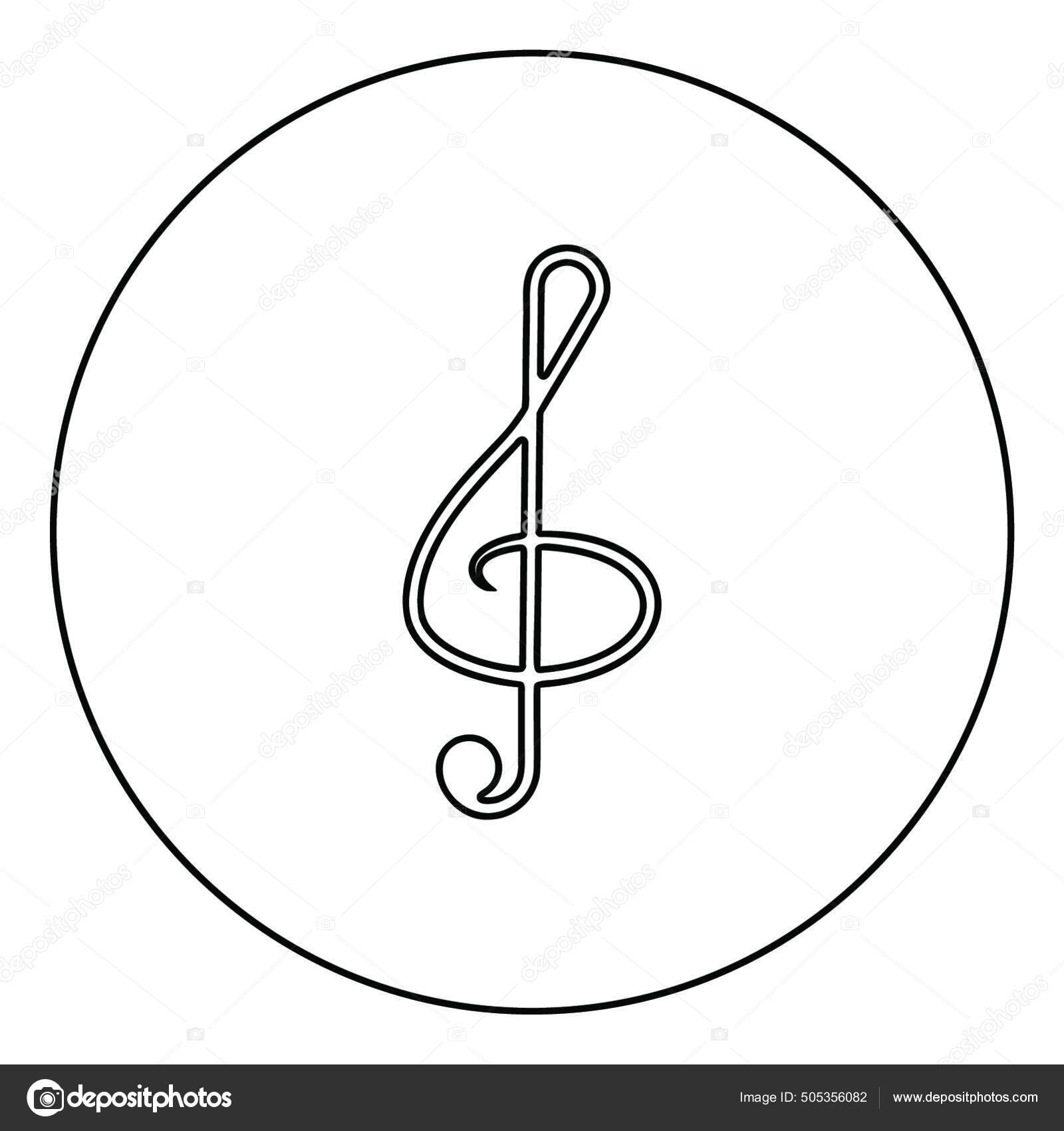 Treble Clef Icon Circle Outline Black Color Vector Illustration Flat ...