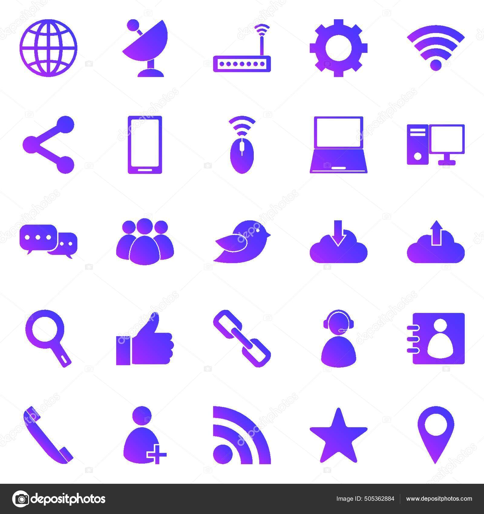 Network Gradient Icons White Background Stock Vector Stock Vector by ...