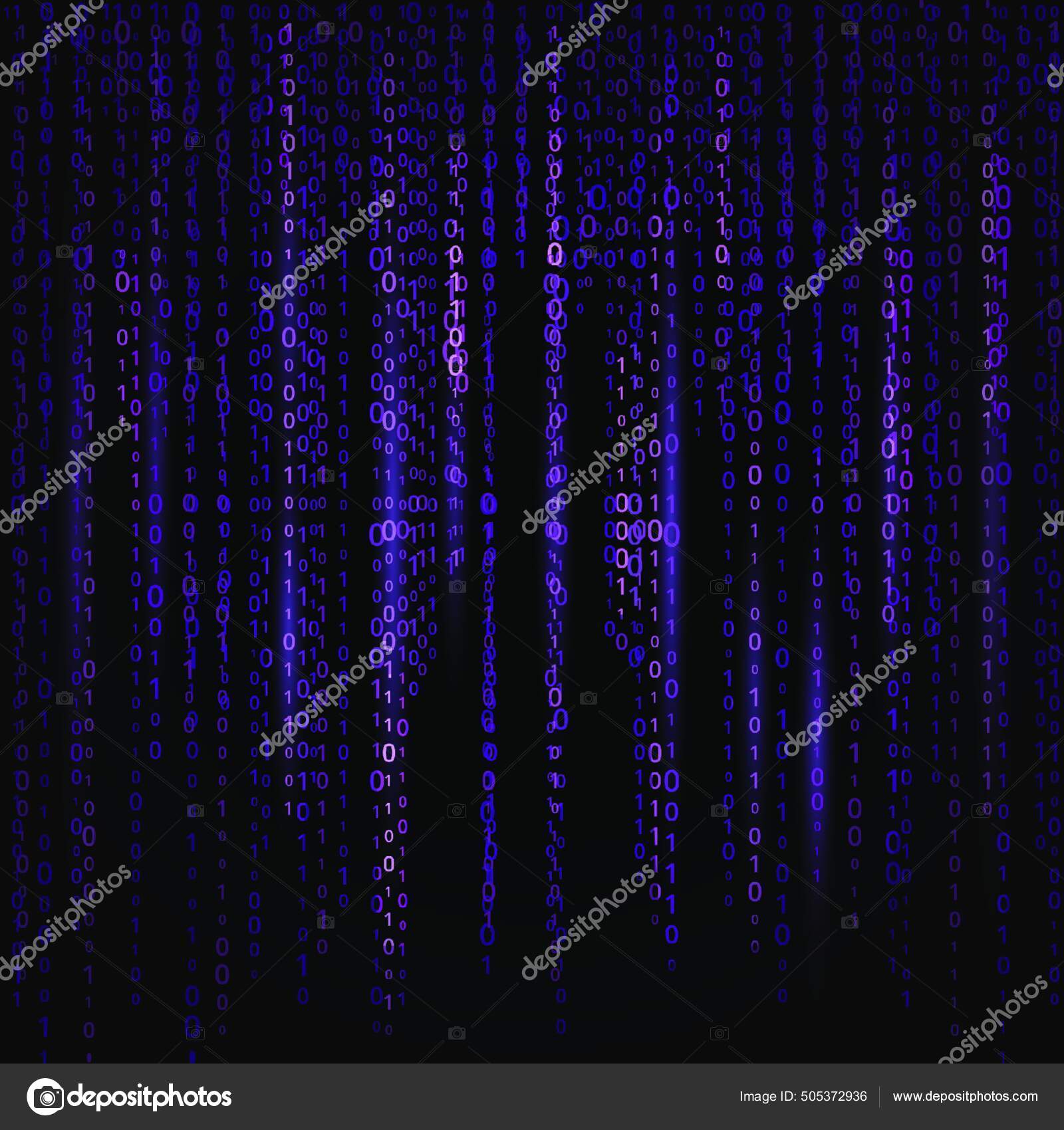 Dark Blue Neon Binary Code Matrix Style Light Blue Neon Stock Vector ...