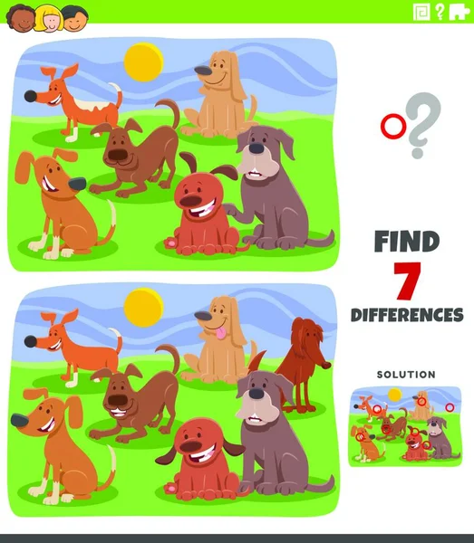 Cartoon Illustration Des Findens Von Unterschieden Zwischen Bildern ...