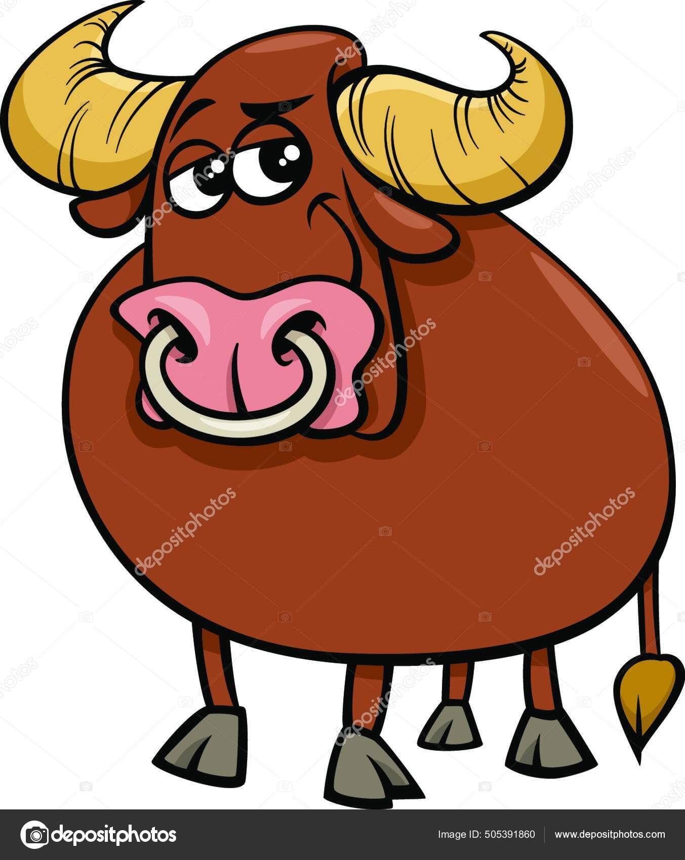 Dibujos Animados Ilustración Divertido Toro Granja Animal Comic ...