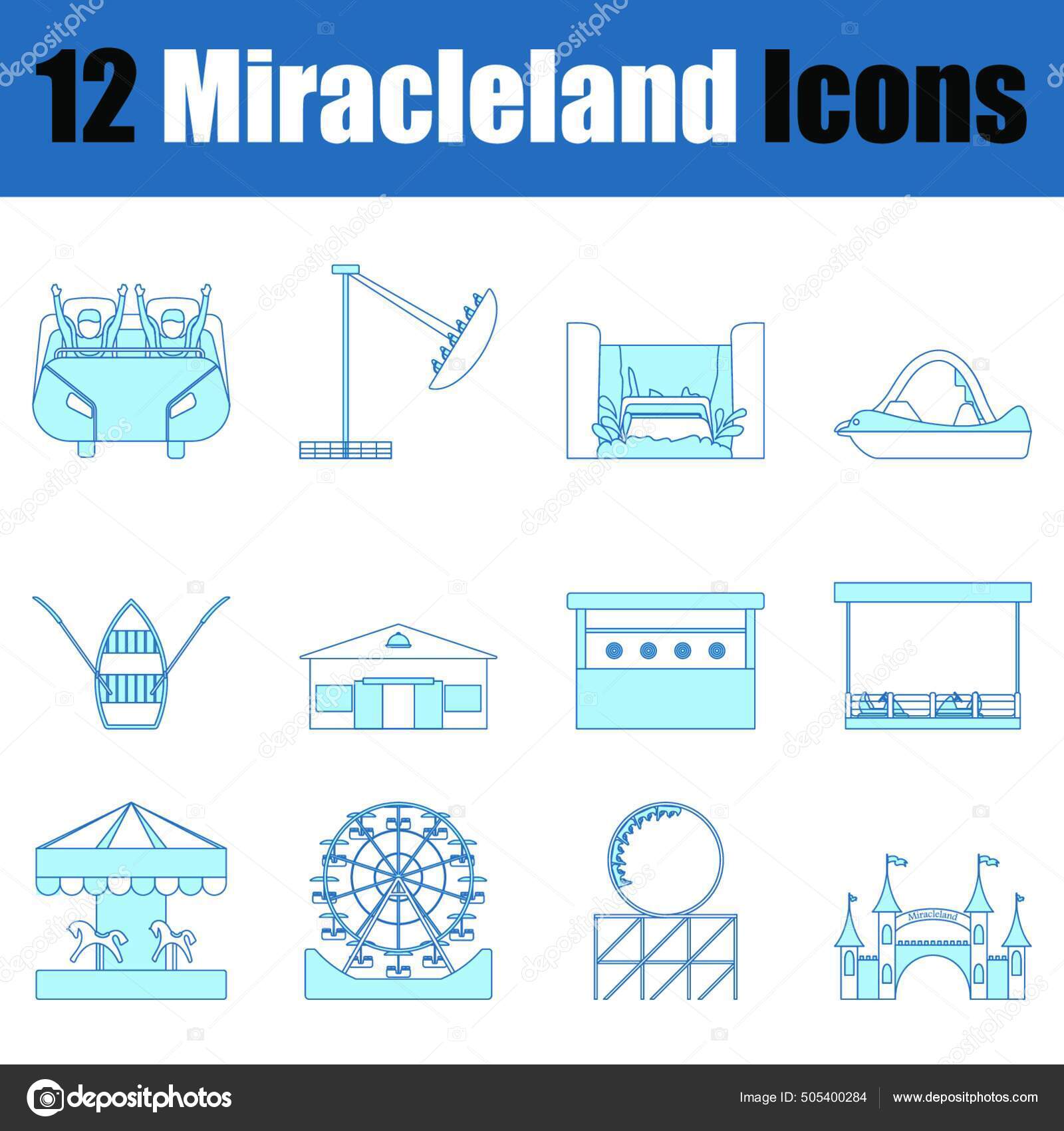 Miracleland Icon Set Thin Line Blue Fill Design Vector Illustration ...