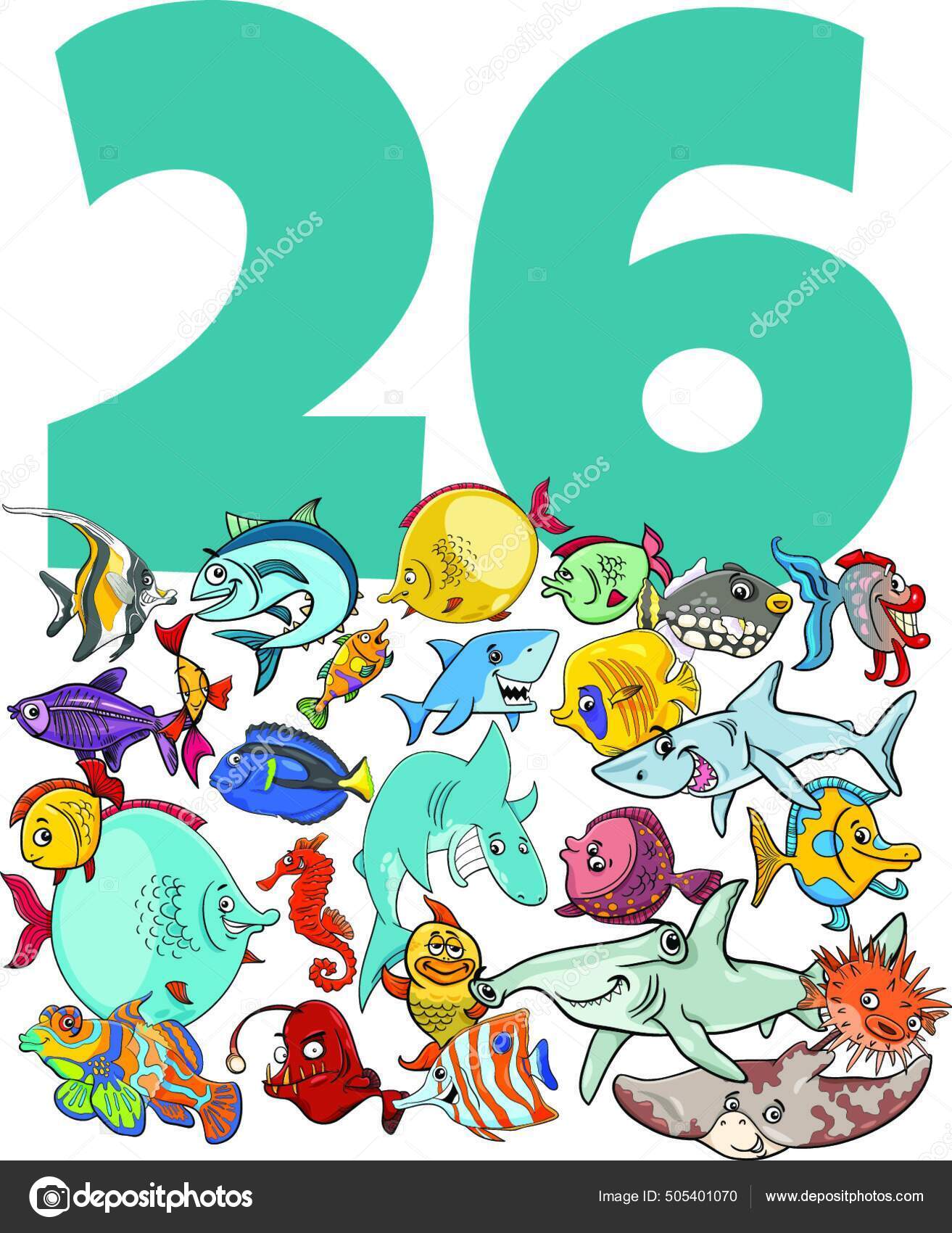 Cartoon Illustration Number Twenty Six Funny Fish Sea Life Characters ... Cartoon Illustration Number Twenty Six Funny Fish Sea Life Characters ...