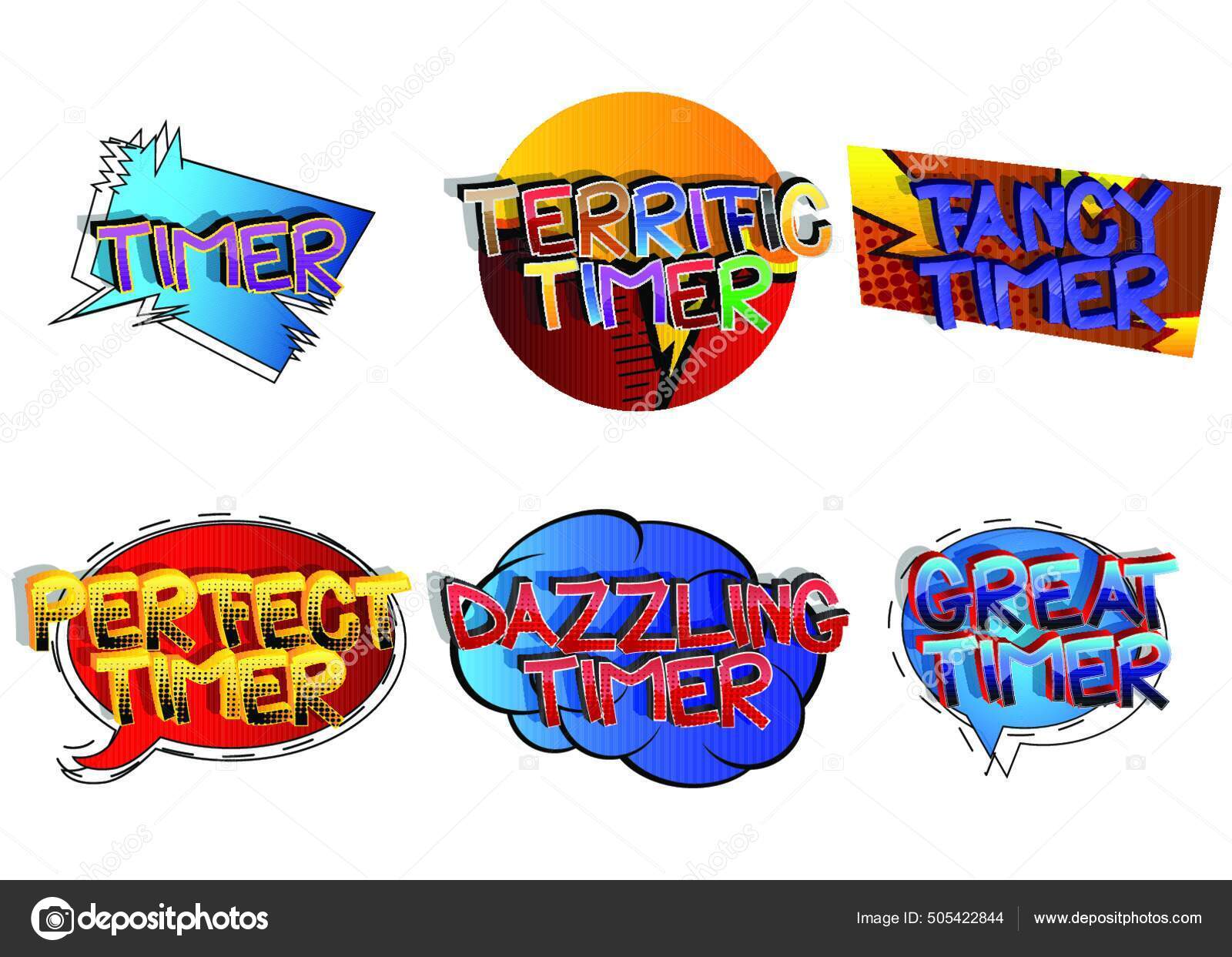 Timer Comic Book Style Cartoon Words Abstract Comics Background Stock ...
