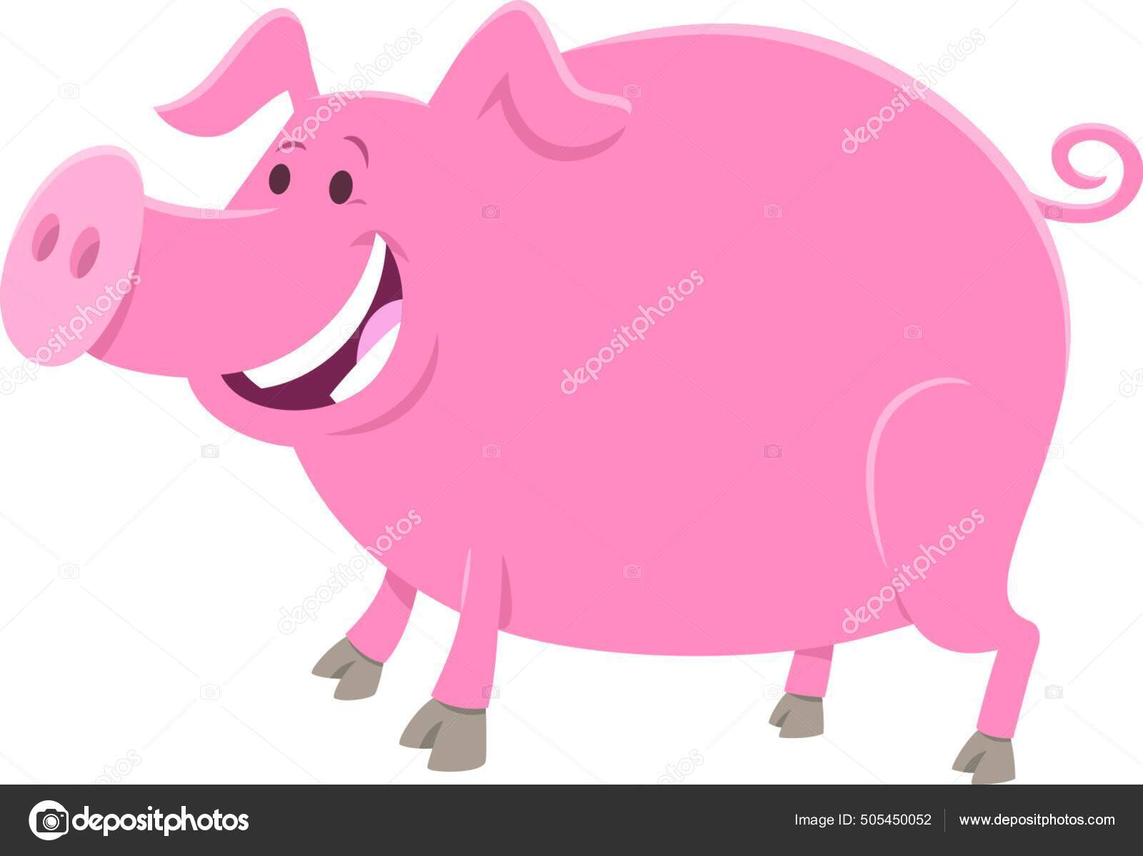 Dibujos Animados Ilustración Del Carácter Animal Granja Cerdo Lechón ...