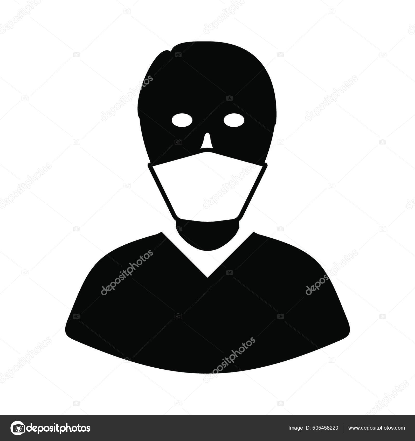 Man Mask Icon Black White Vector Illustration Stock Vector by ...