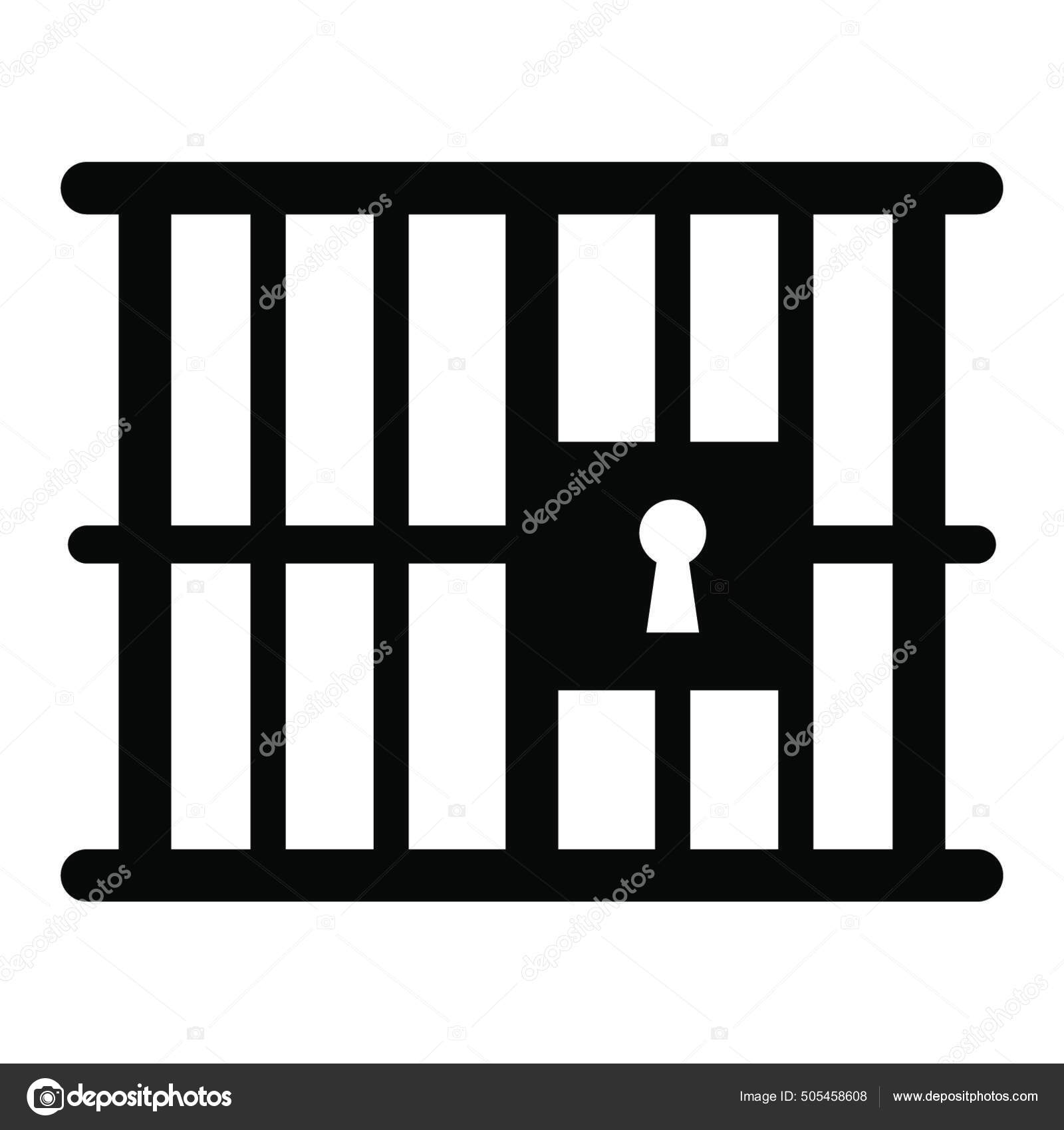 Gevangenis Silhouet Symbool Metalen Kooi Met Tralies Slot Strafrecht ...
