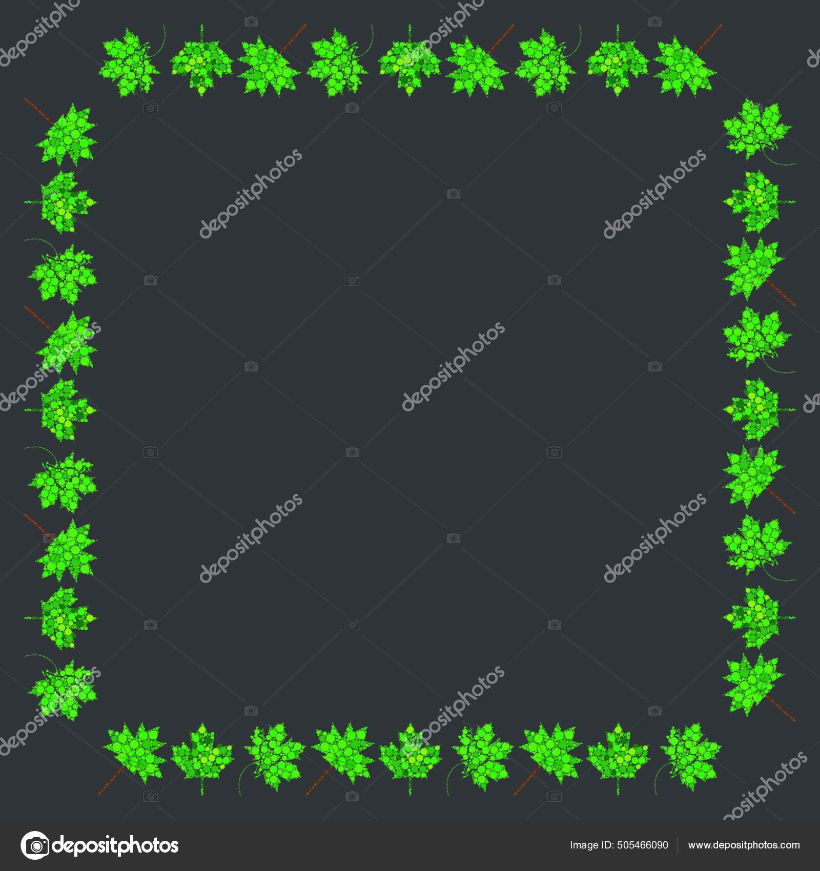 Leaves Square Frame Spring Border Green Leaf Abstract Dotted Style ...