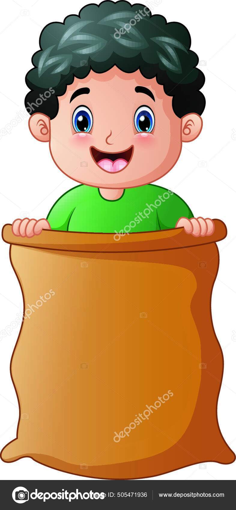 Ilustración Vectorial Boy Jugando Salto Saco Carrera Vector de stock ...