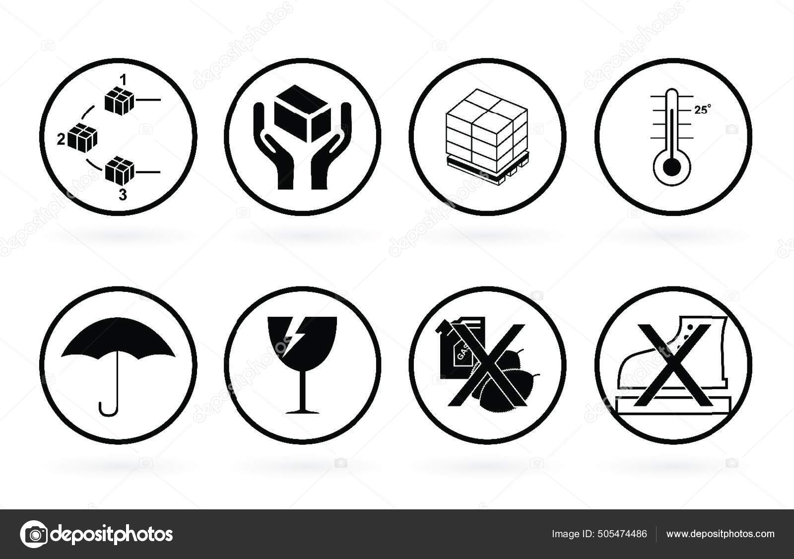 Packaging Symbol Fragile Set Collection Fragile Package Icons Set Handle Stock Vector by ...