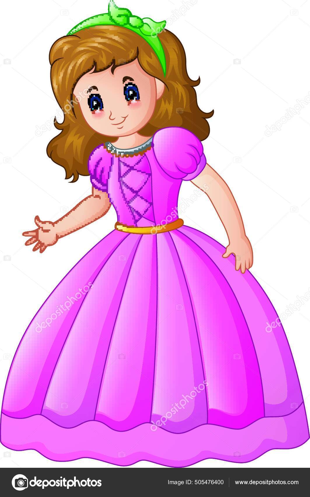Vector Illustration Beautiful Girl Purple Dress Stock Vector By