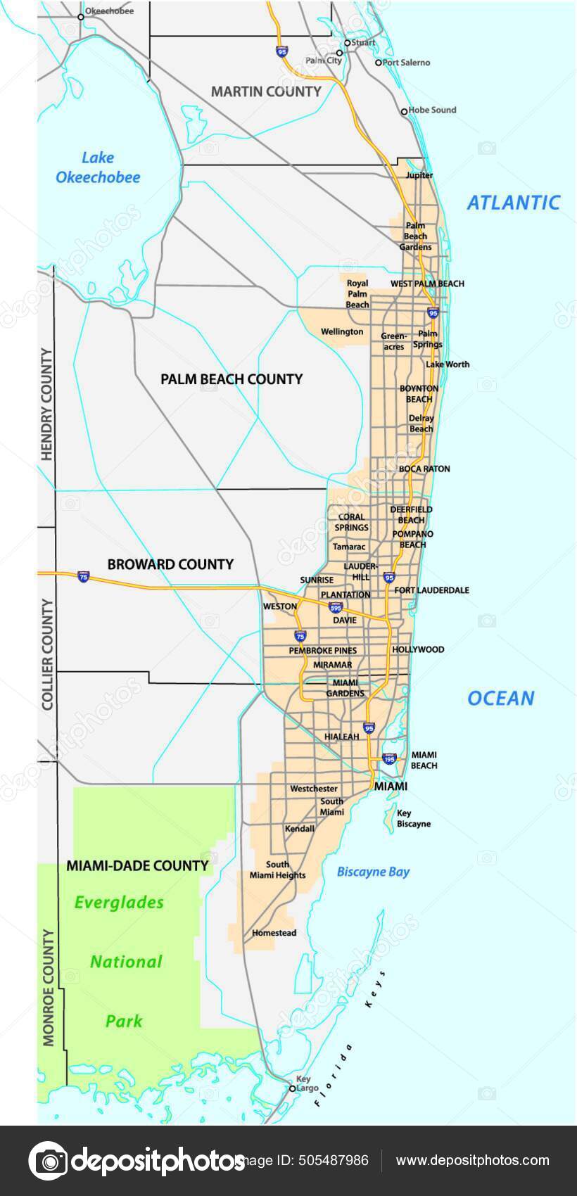 Miami Metropolitan Greater Miami Area Map Stock Vector by ... Miami Metropolitan Greater Miami Area Map Stock Vector by ...