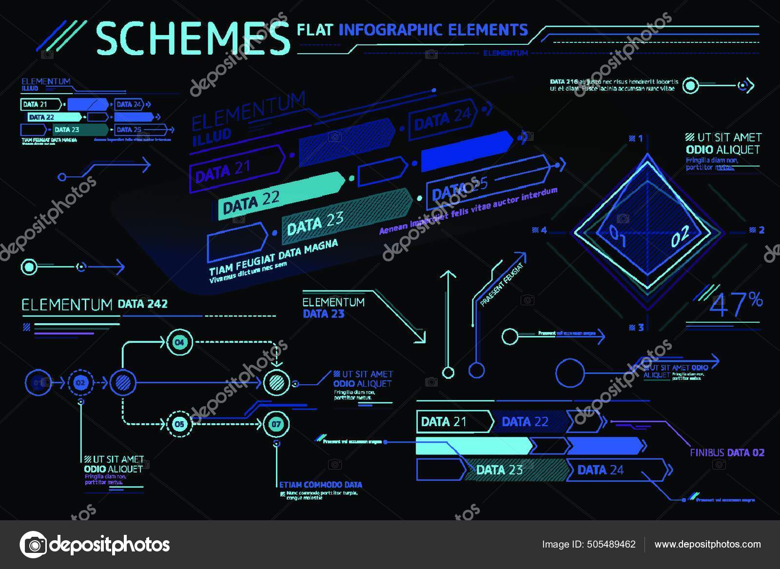 Schemes Flat Infographic Elements Collection Stock Vector by ...
