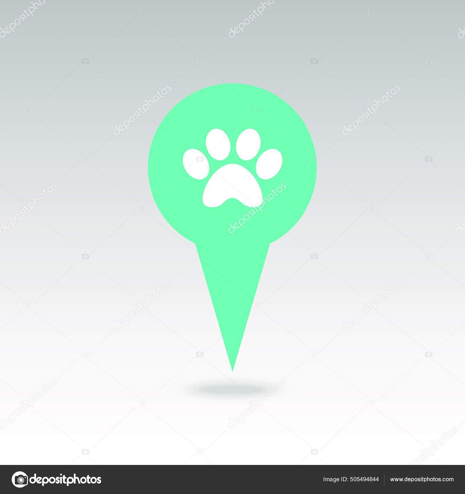 Perro Pata Pin Mapa Icono Puntero Mapa Marcadores Mapa Icono Vector de ...