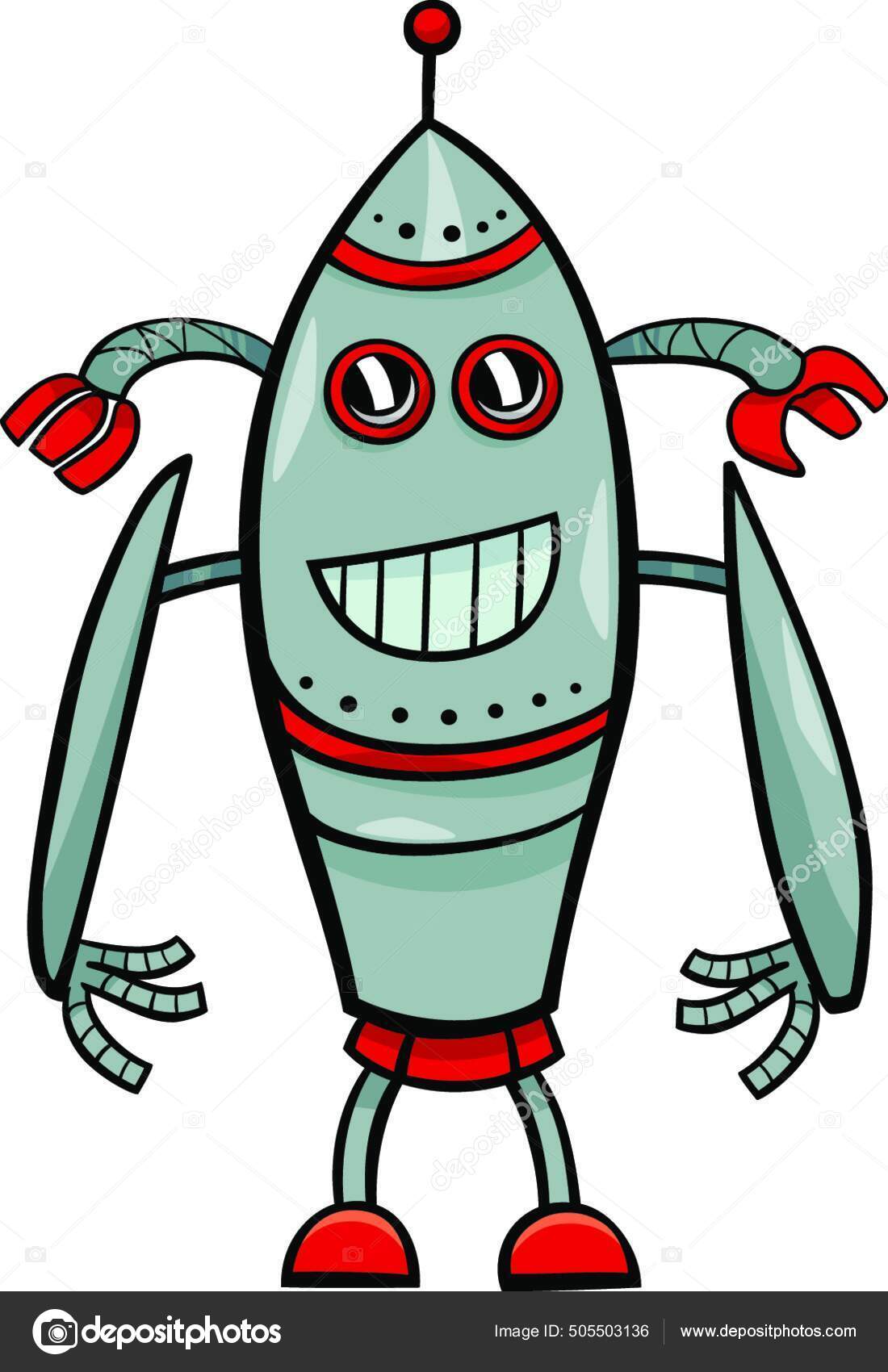 Cartoon Illustration Funny Robot Science Fiction Comic Character Stock ...