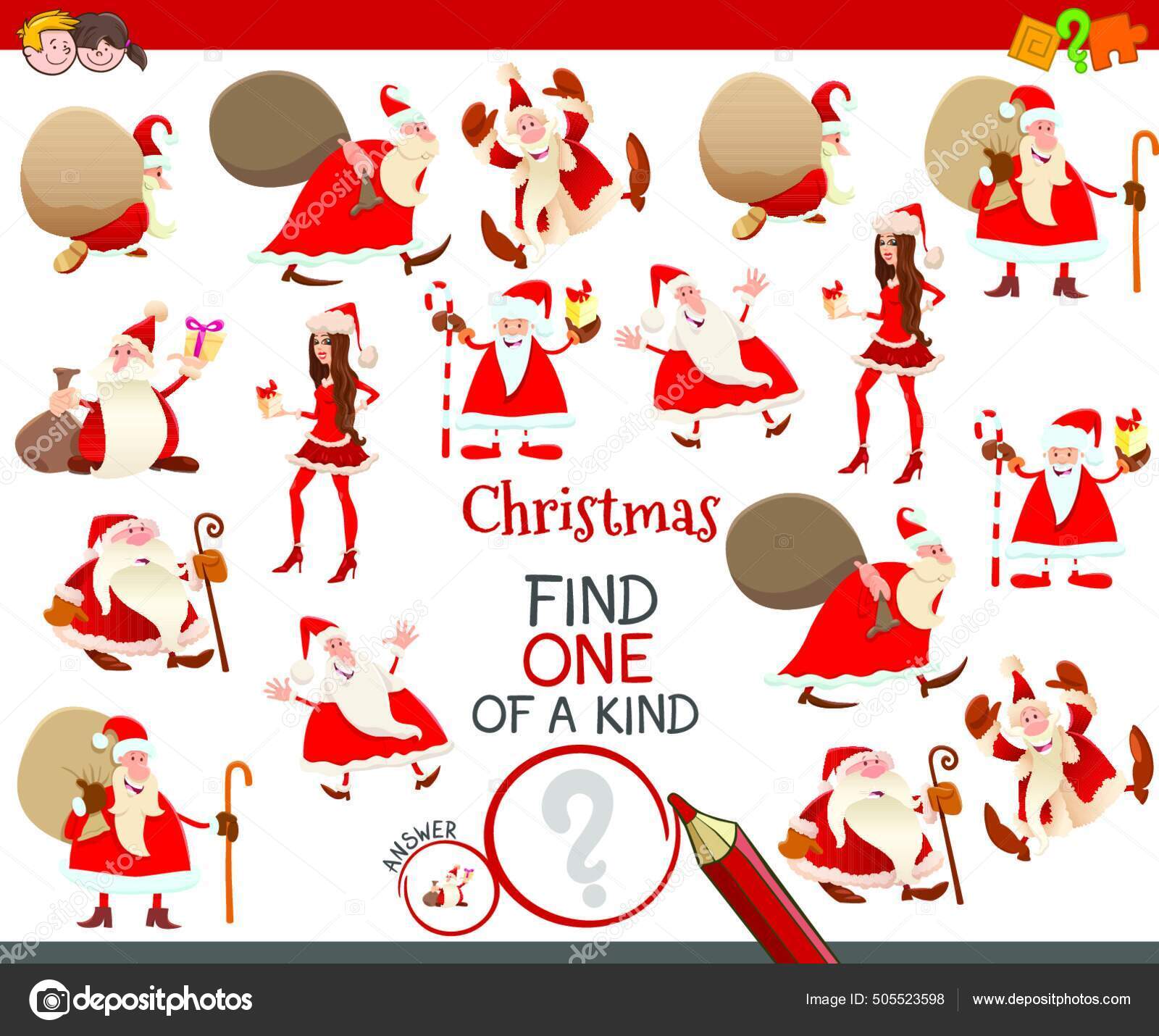 Dibujos Animados Ilustración Encontrar Uno Tipo Imagen Juego Actividad ...