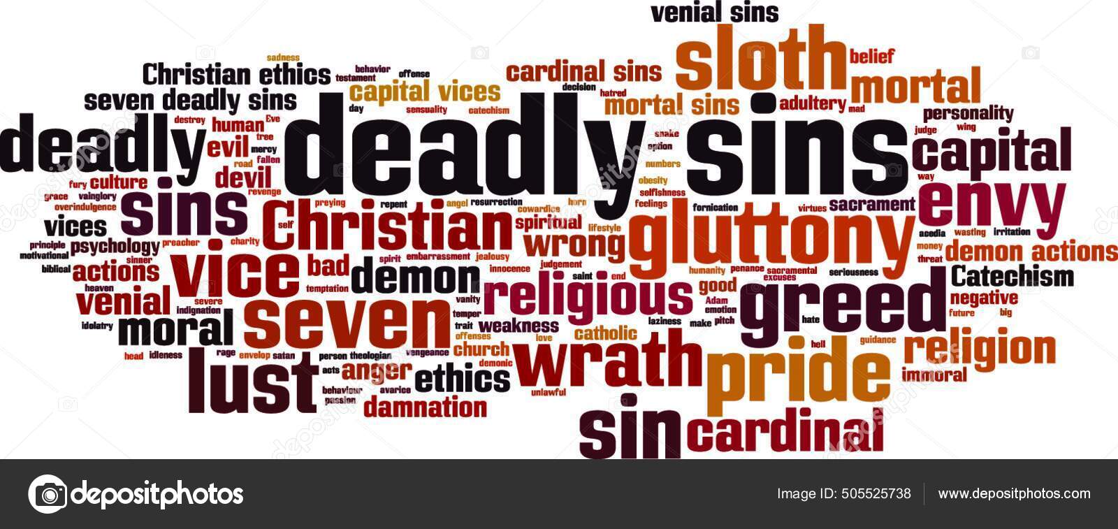 Deadly Sins Word Cloud Concept Vector Illustration Stock Vector Image ...