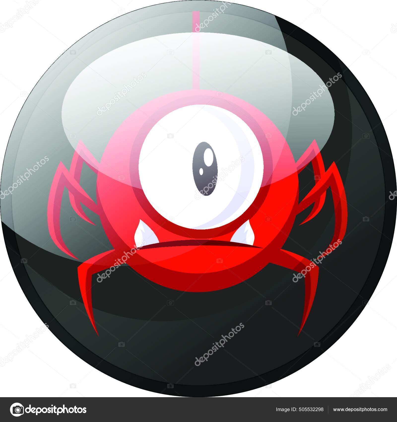 Cartoon Character Red Spider Looking Monster One Eye Vector ...