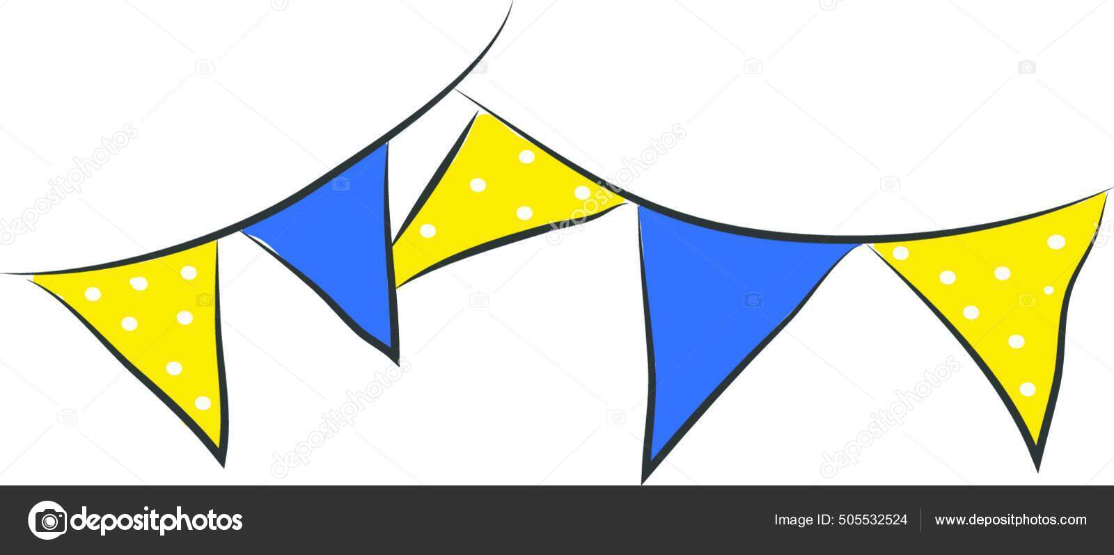 Blue Yellow Party Garland Vector Illustration White Background Stock ...