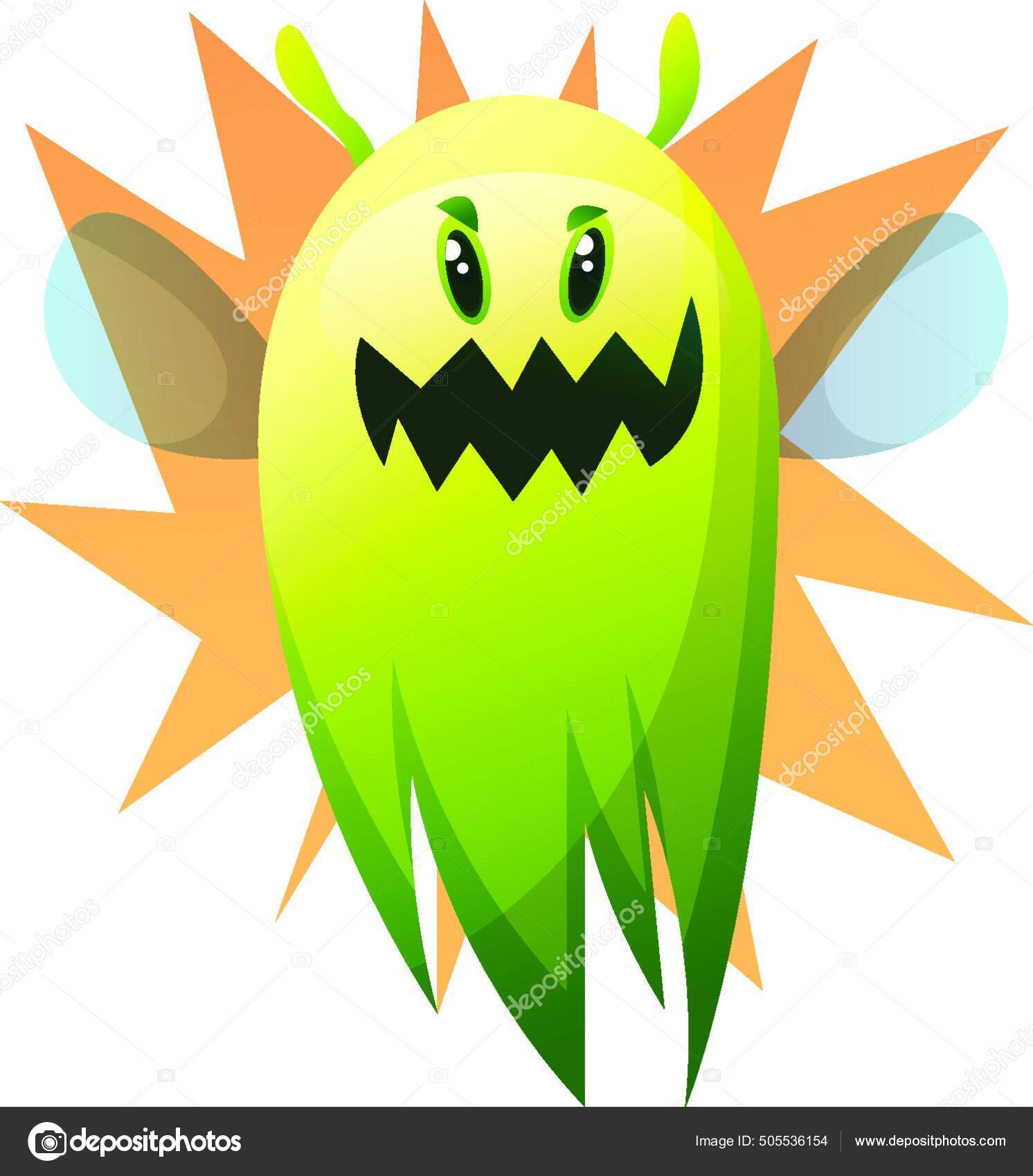 Smiling Cartoon Green Monster Vector Illustartion White Background ...