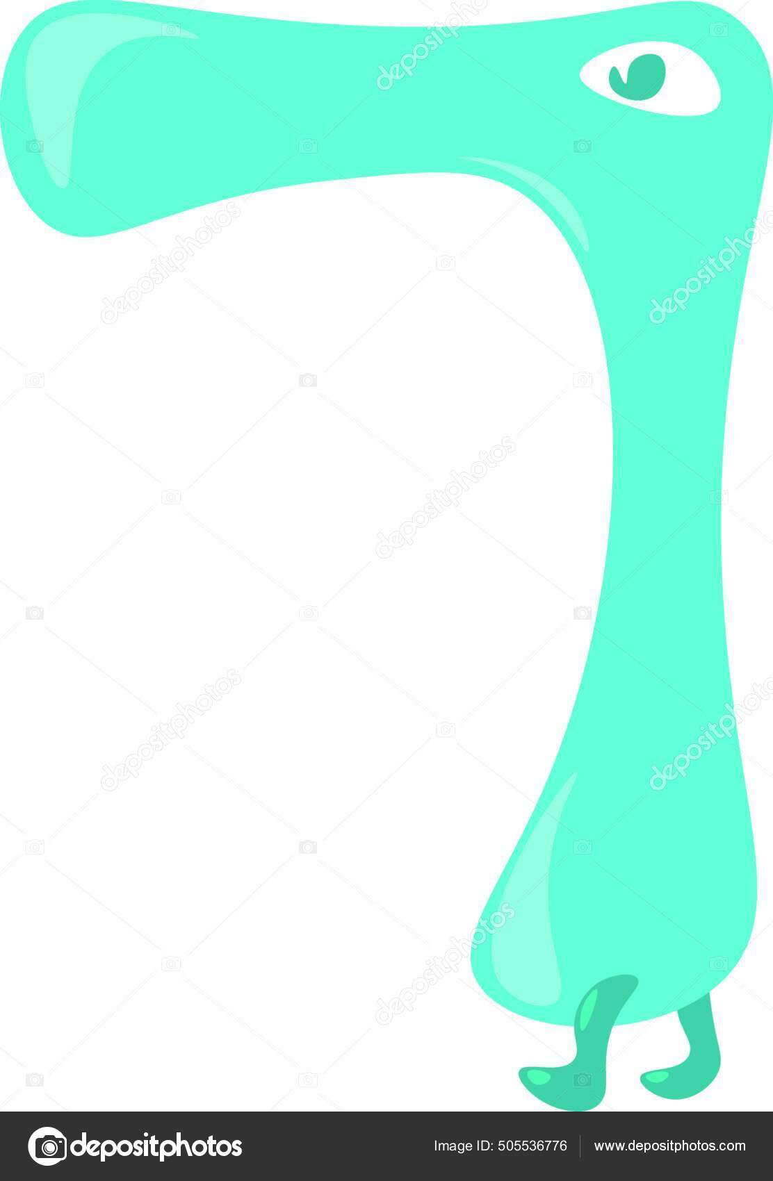 Numerical Number Seven Blue Color Animal Shape Vector Color Drawing ...