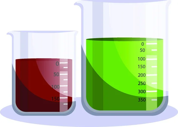 Vector Illustration Two Science Beakers Yellow Blue Fluid White ...