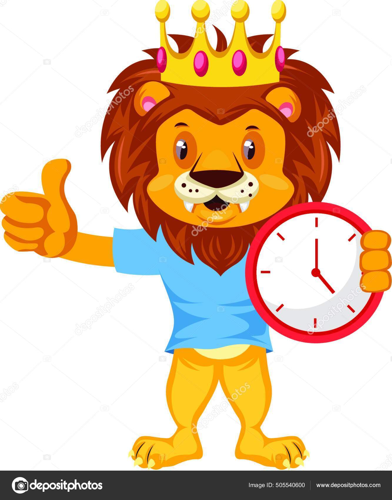 Lion Clock Illustration Vector White Background Stock Vector by ...