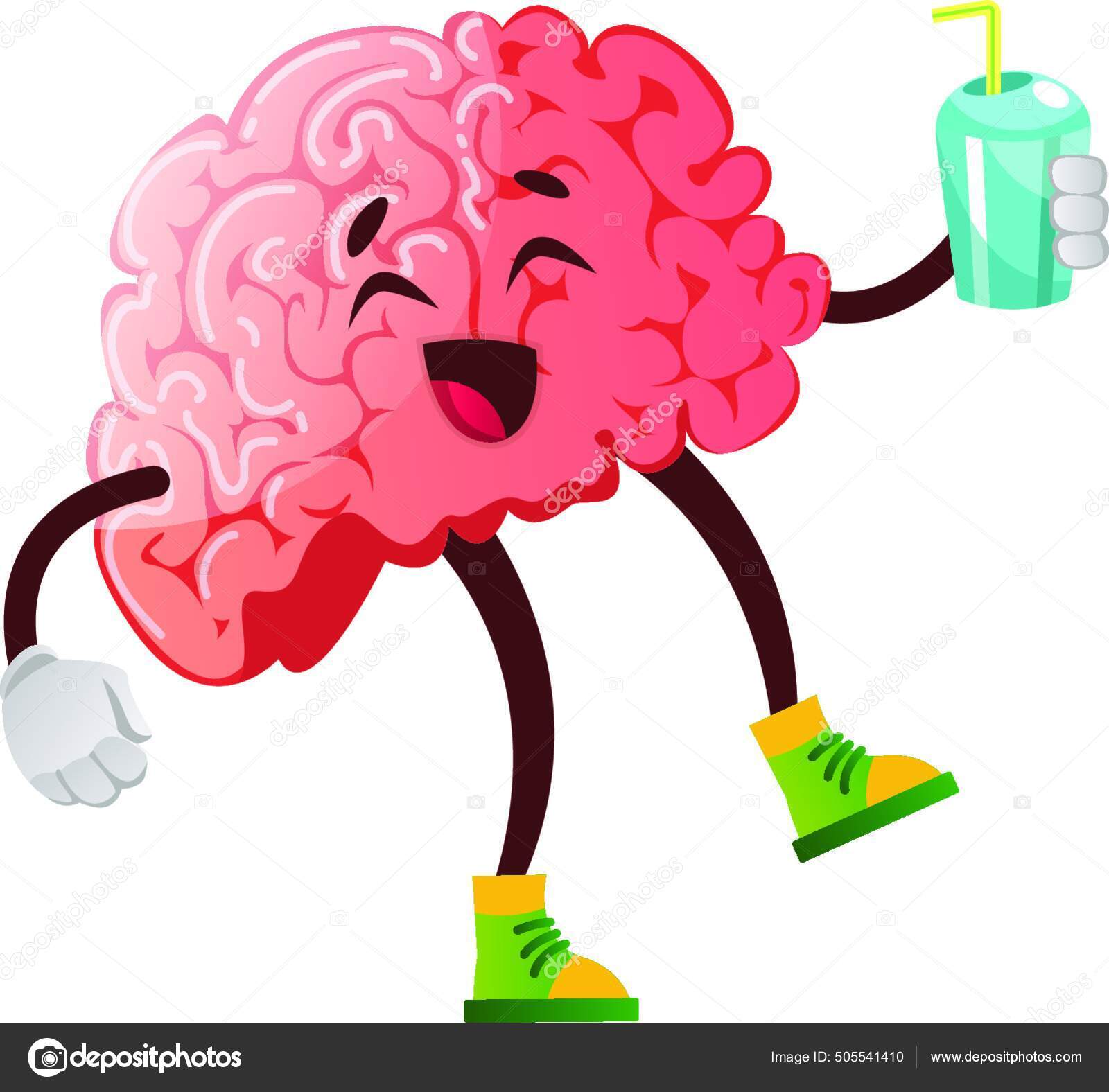 Brain Enjoying Soda Illustration Vector White Background Stock Vector ...