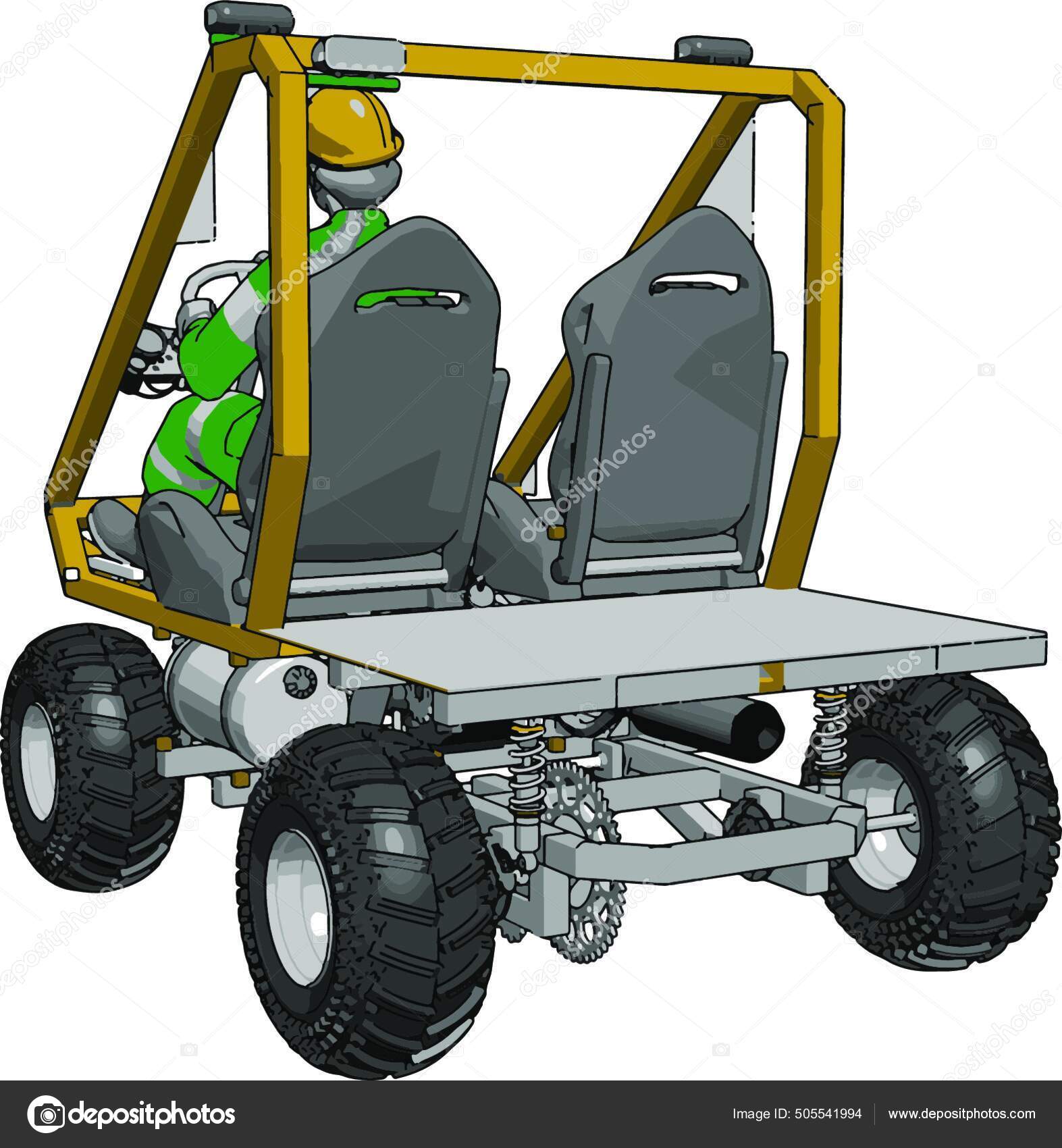 Vector Illustration Yellow Industrial Machine Transportation White ...