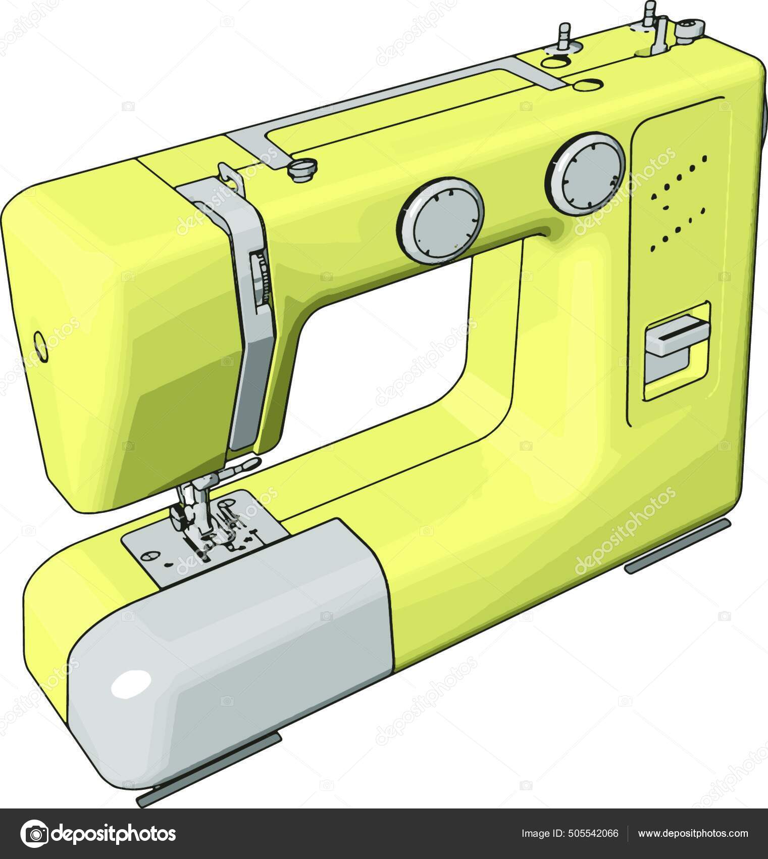 Simple Vector Illustration Yellow Sewing Machine White Background Stock ...